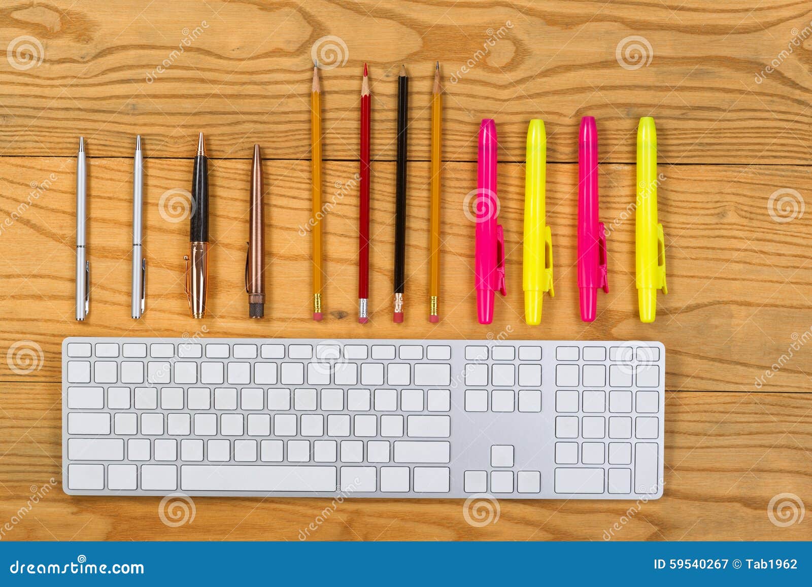 Writing Tools with Keyboard on Desktop Stock Image - Image of supply ...