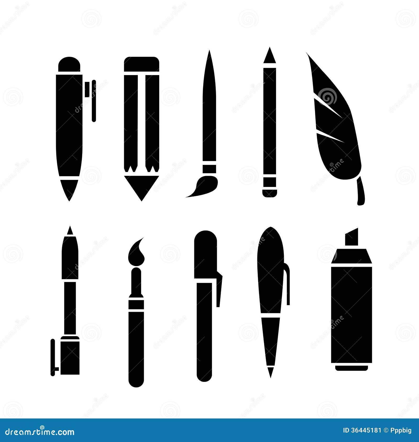 Writing tools stock vector. Illustration of stationary - 36445181