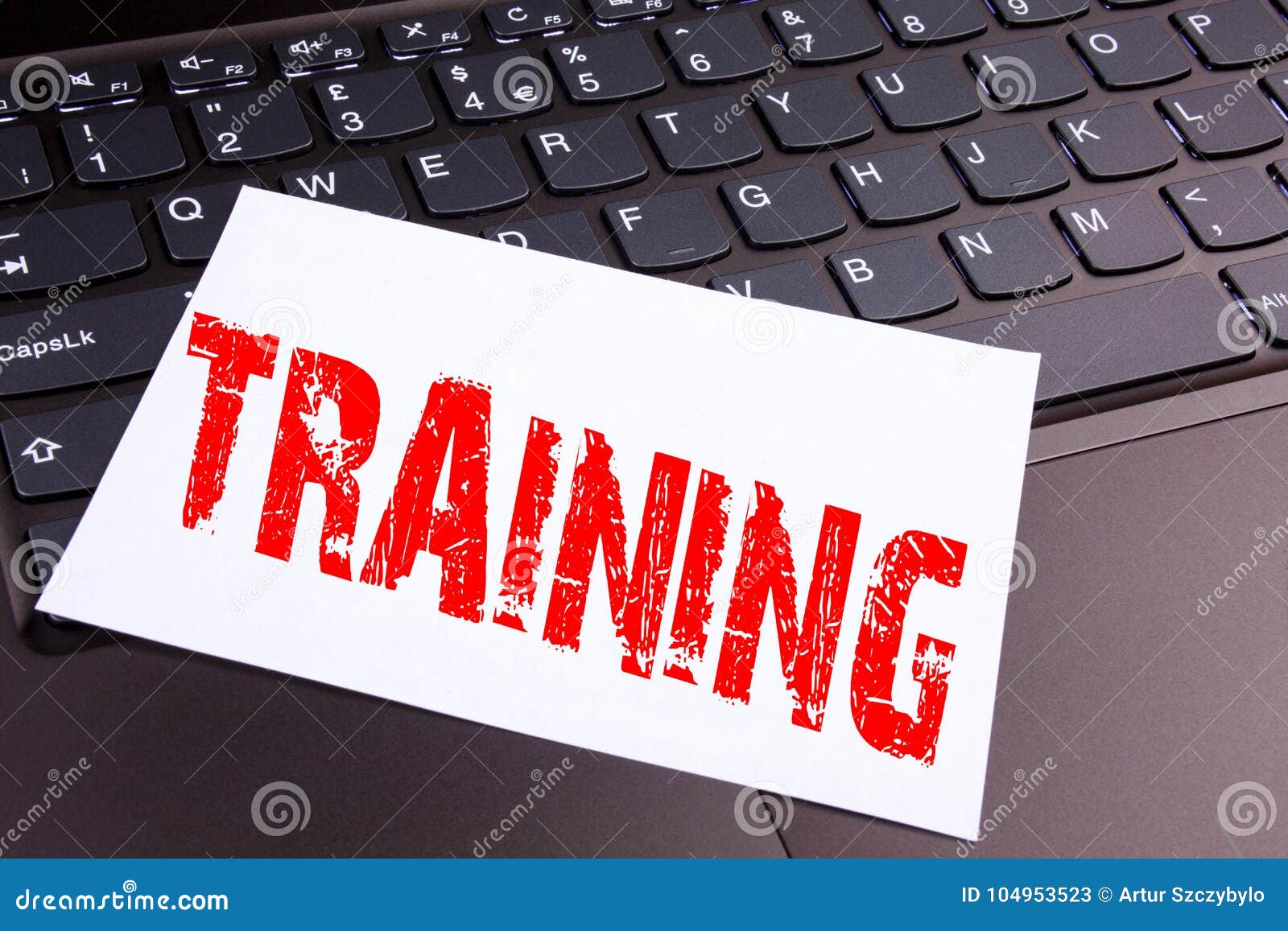 Writing Training Text Made in the Office Close-up on Laptop Computer ...