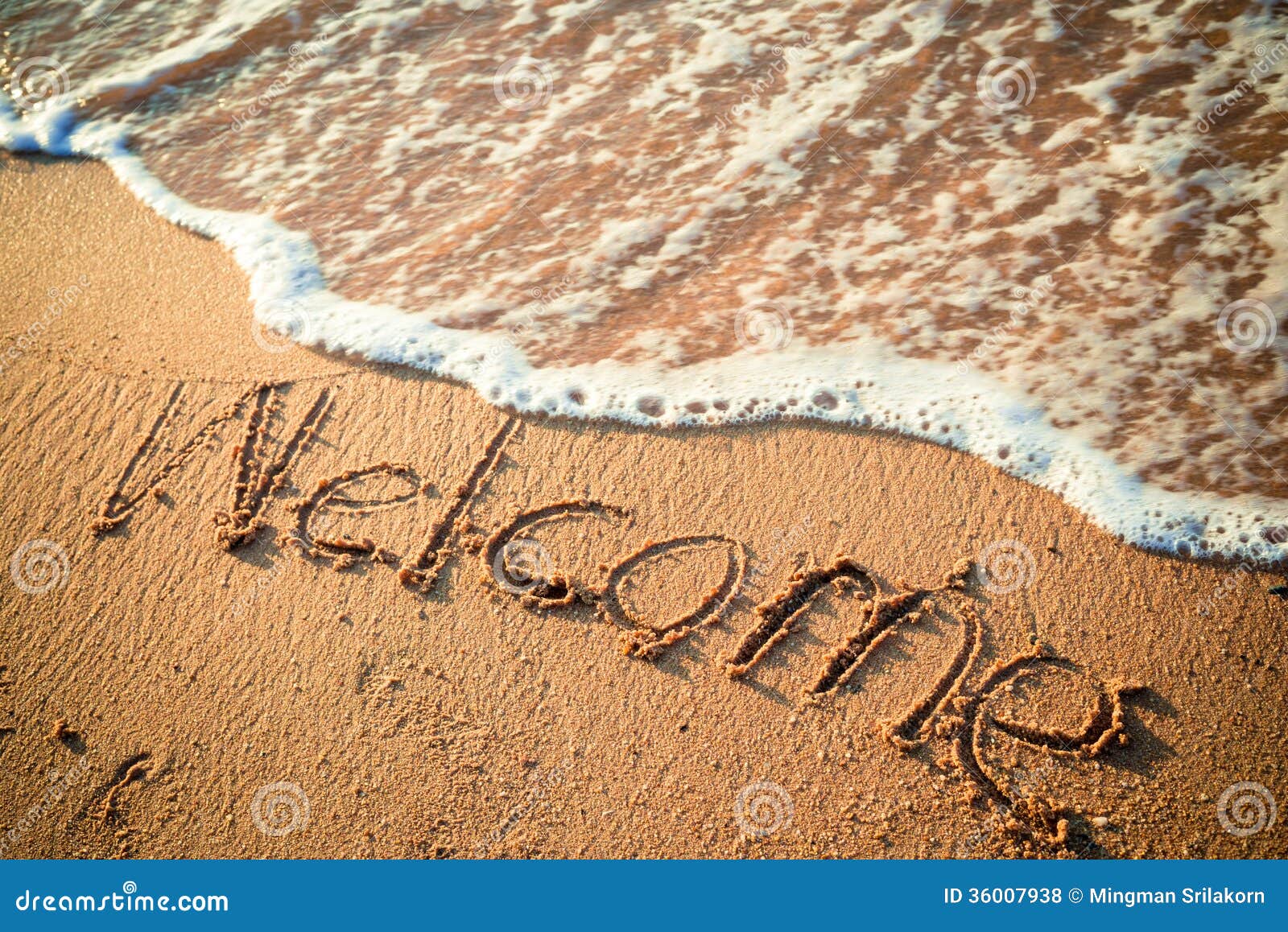 Writing Welcome on the Beach Stock Photo - Image of beach, celebrations ...
