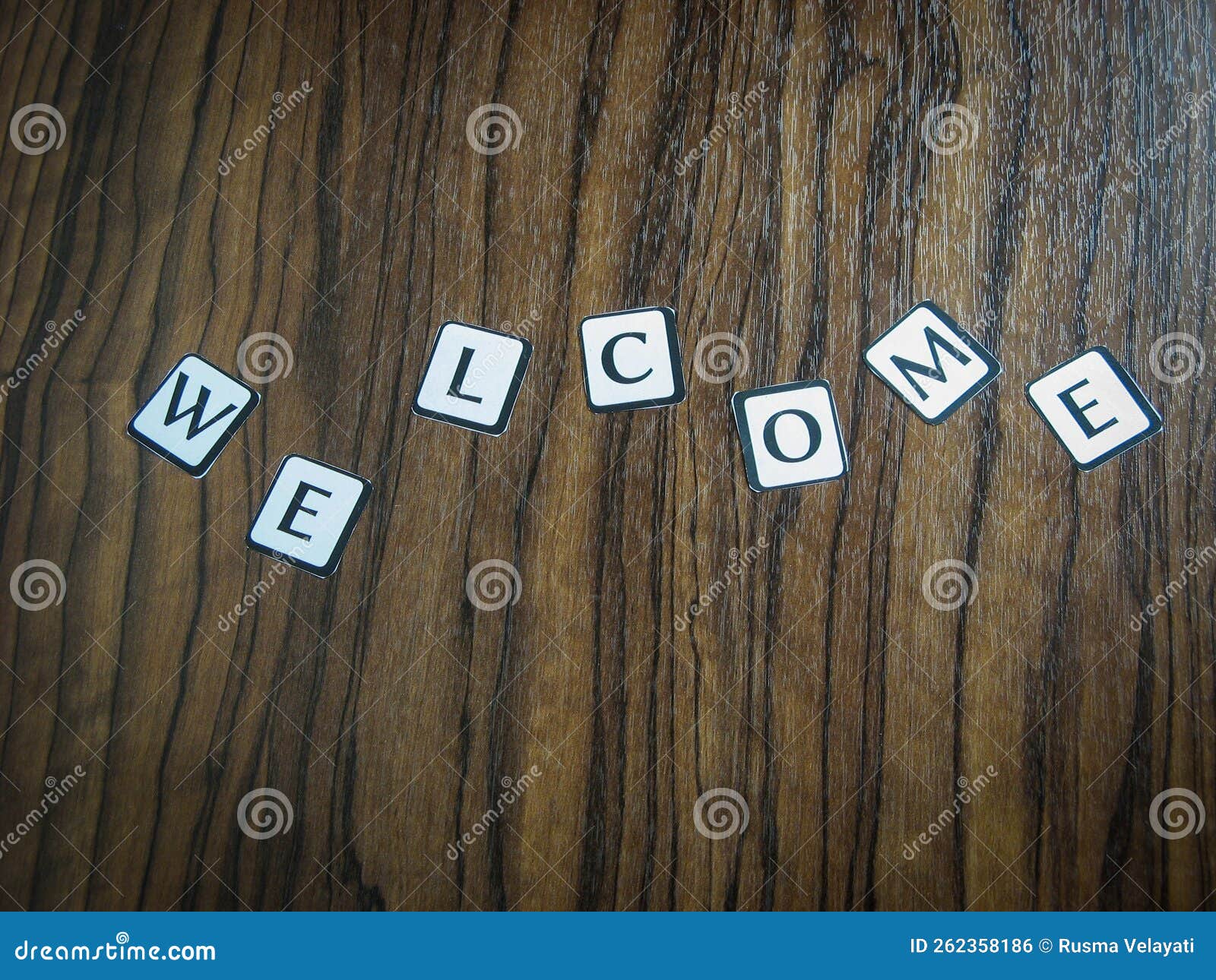 Writing Welcome on Desk Background Stock Photo - Image of writing ...
