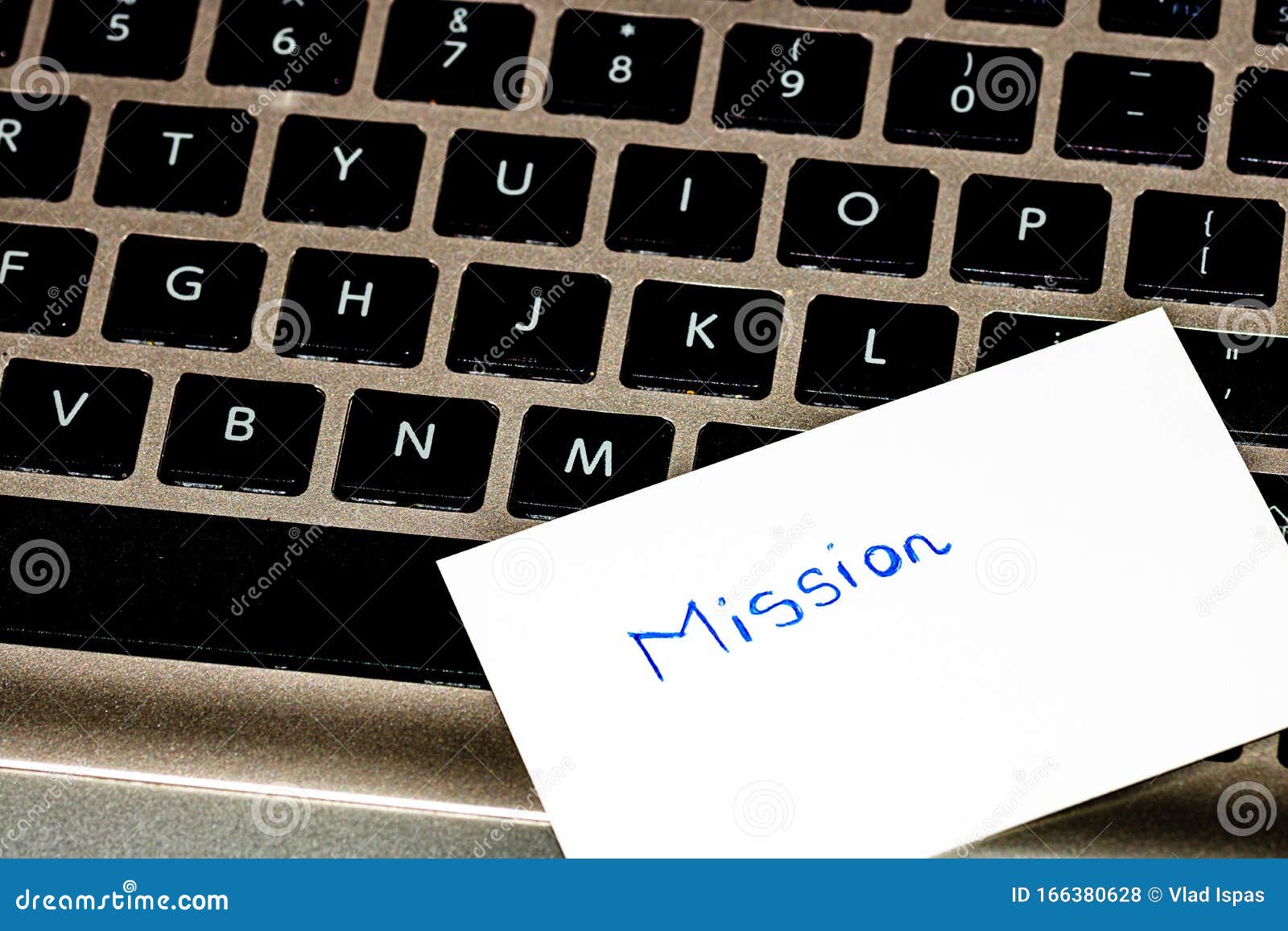 Writing on White Label Mission. Text with Mission on a Label on ...