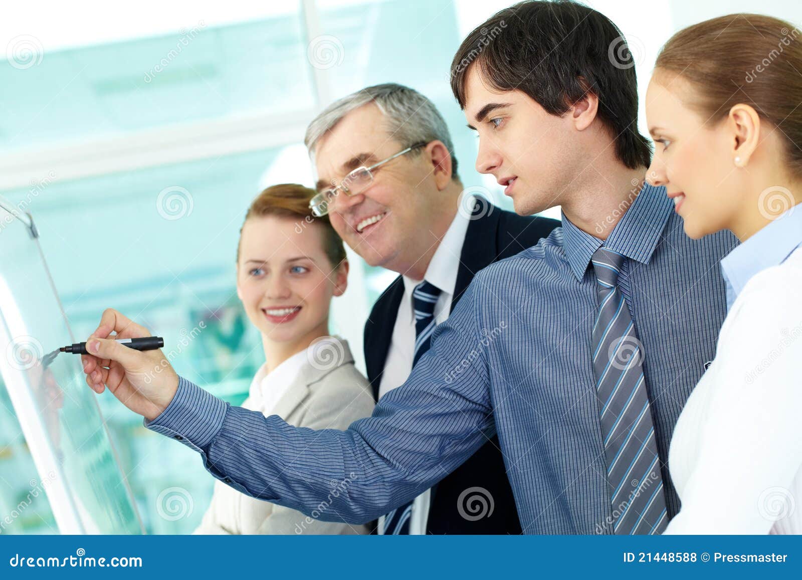 Writing on whiteboard stock photo. Image of happy, confident - 21448588