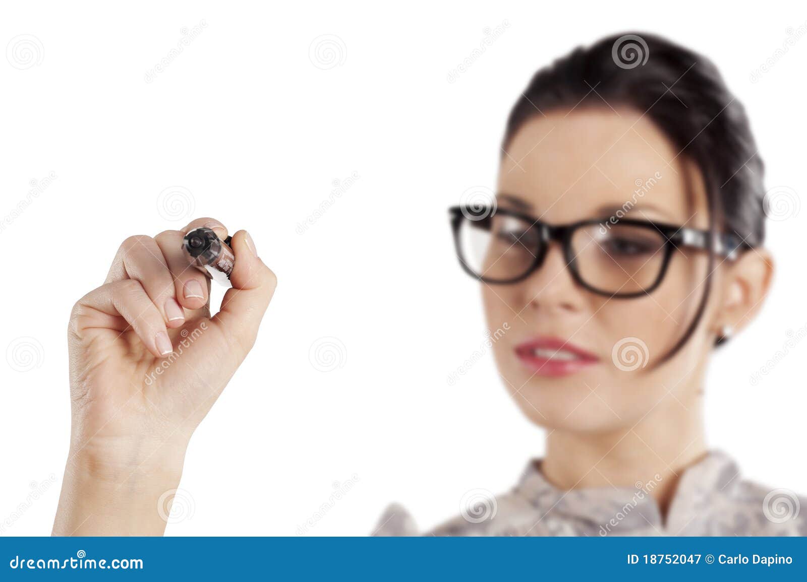 Writing woman with glasses stock image. Image of confident - 18752047