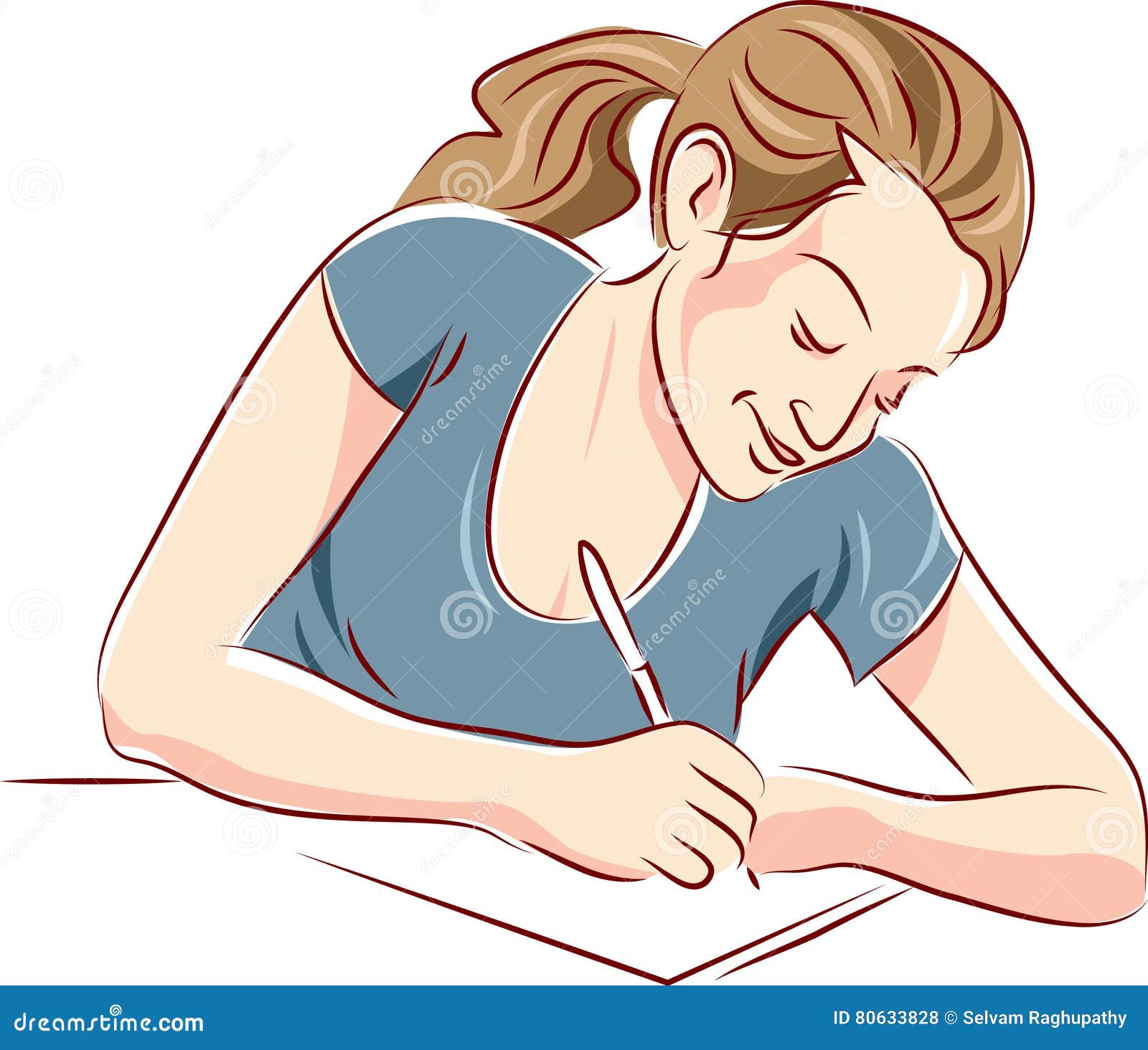 A writing woman stock vector. Illustration of hair, intelligence - 80633828