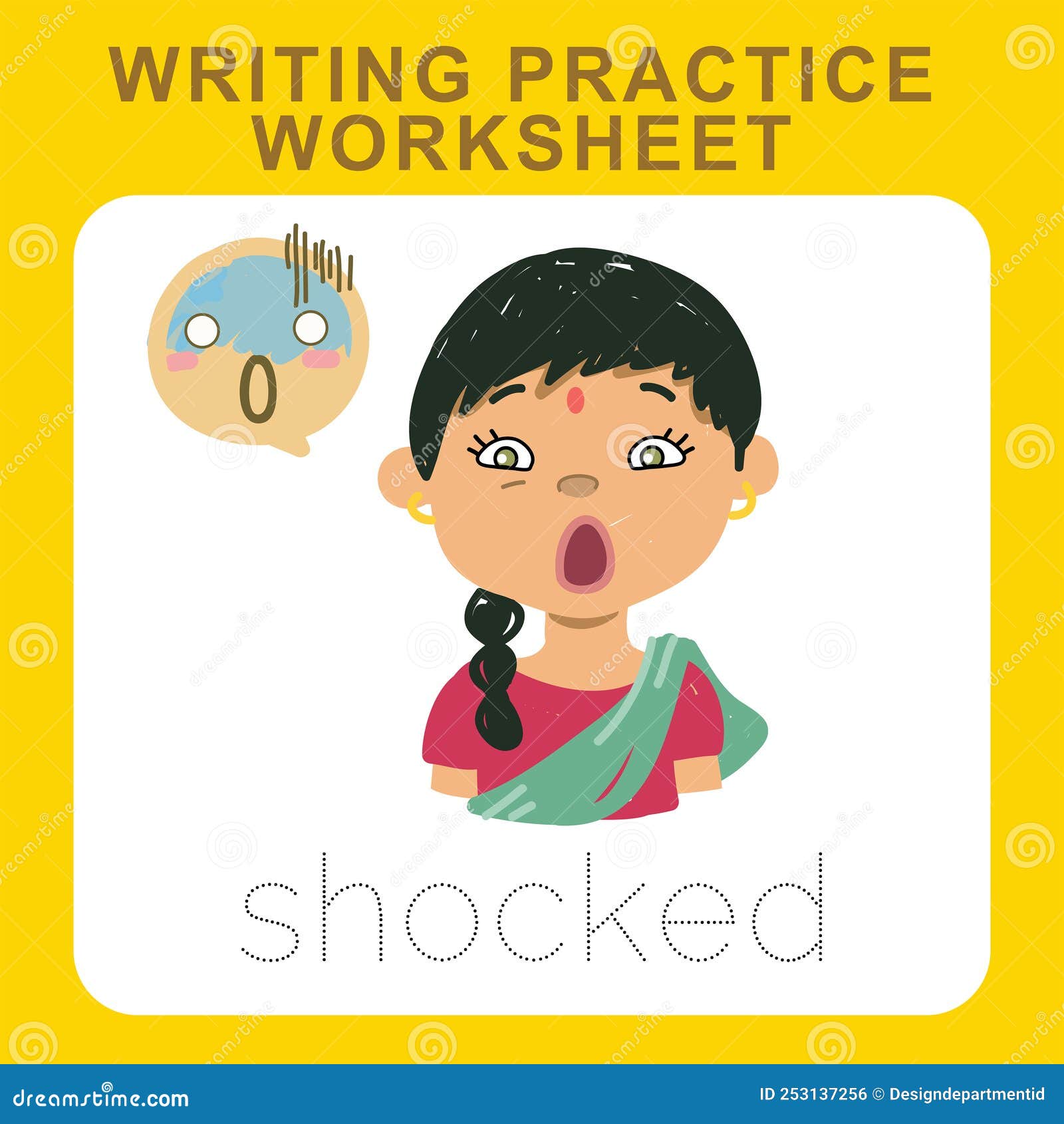 Writing practice worksheet stock vector. Illustration of cartoon ...