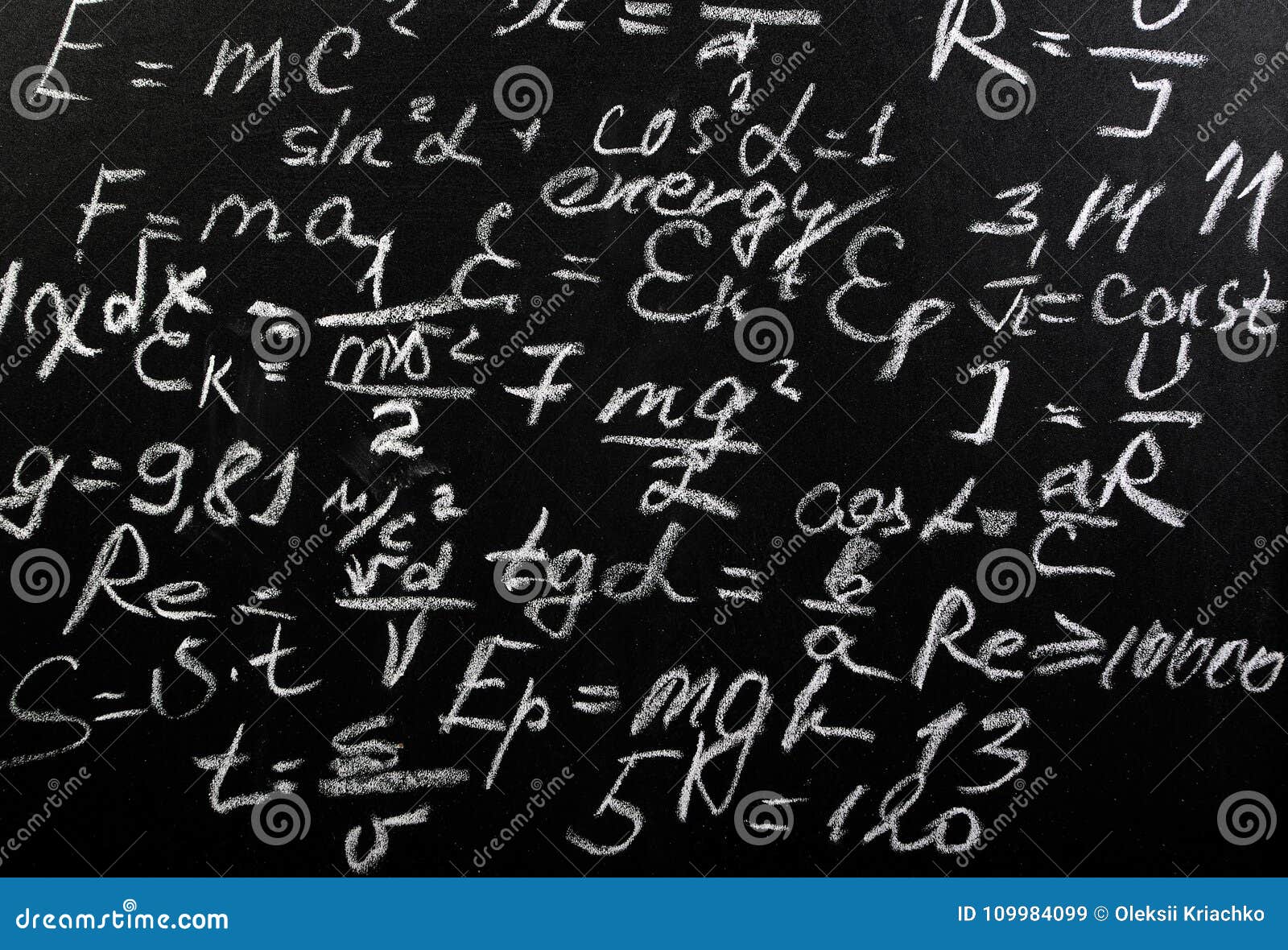 Formulas on the blackboard stock image. Image of white - 109984099