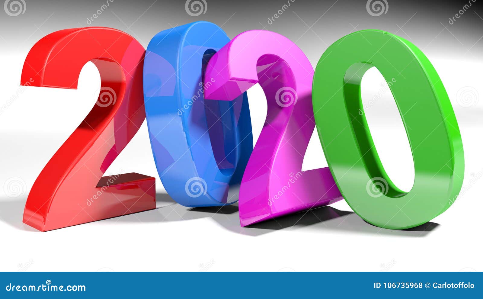 Colorful 2020 - 3D Rendering Stock Illustration - Illustration of ...