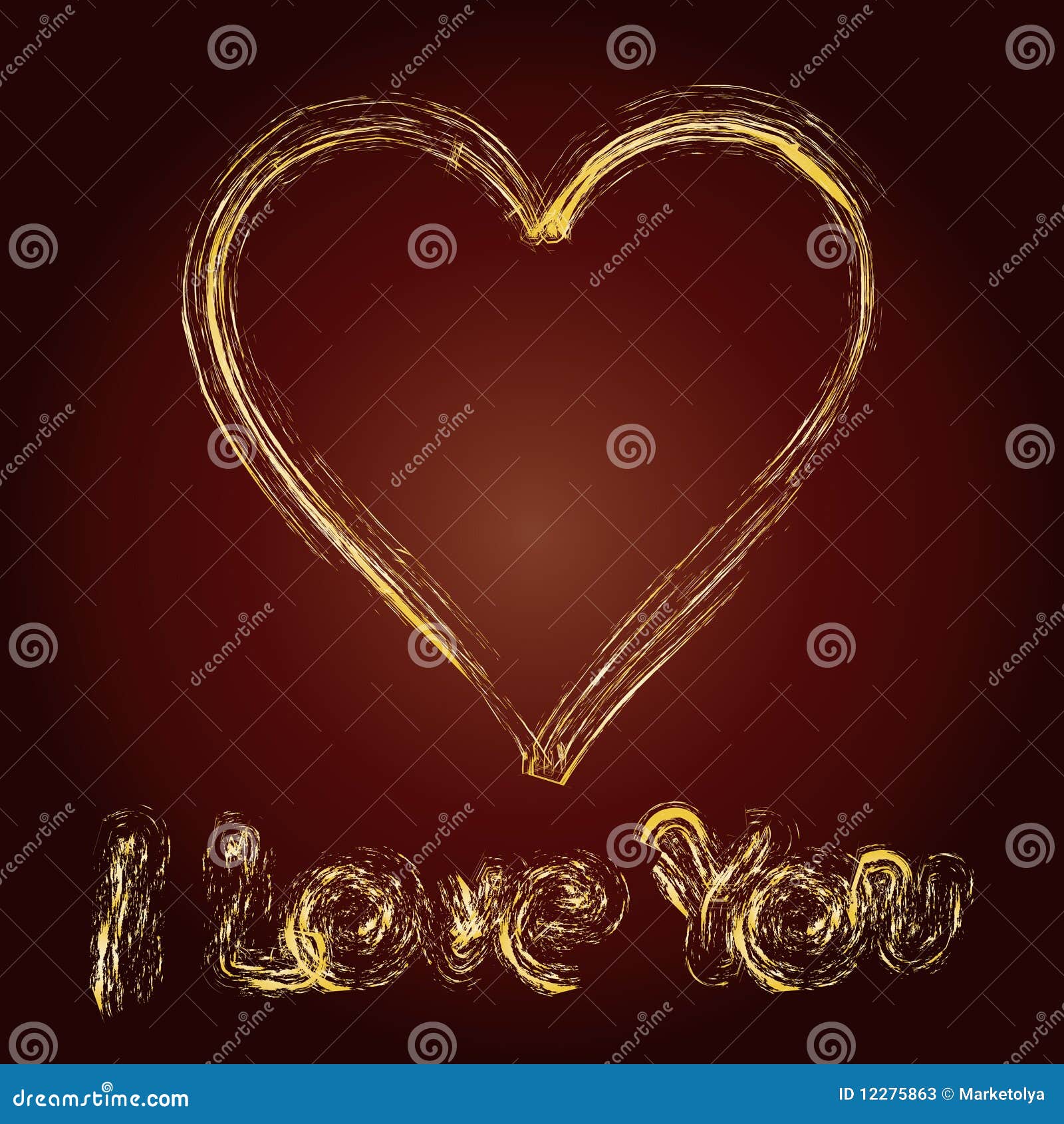 Written Declaration Of Love On Brown Background, Cartoon Vector ...