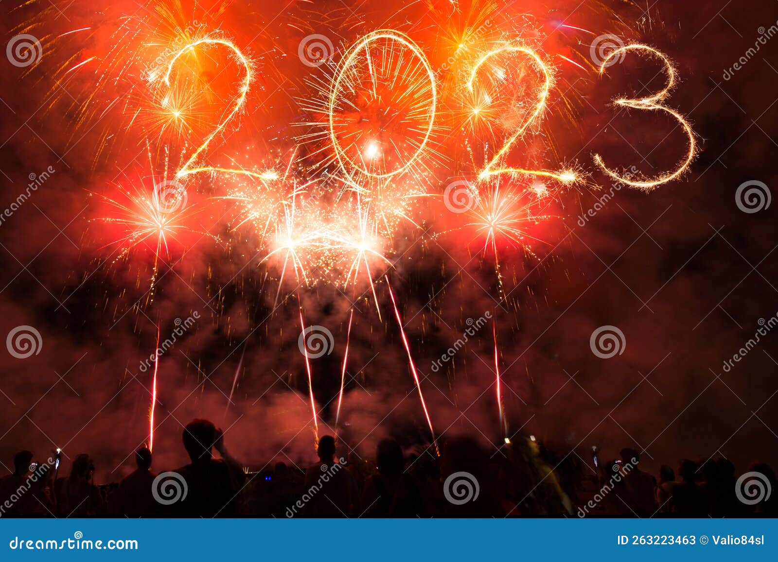 2023 Happy New Year Firework and Sparklers in the Midnight Sky Banner ...