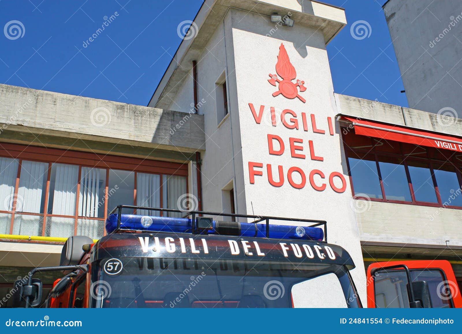 Written in Italian FIRE Station Stock Photo - Image of italian, truck ...