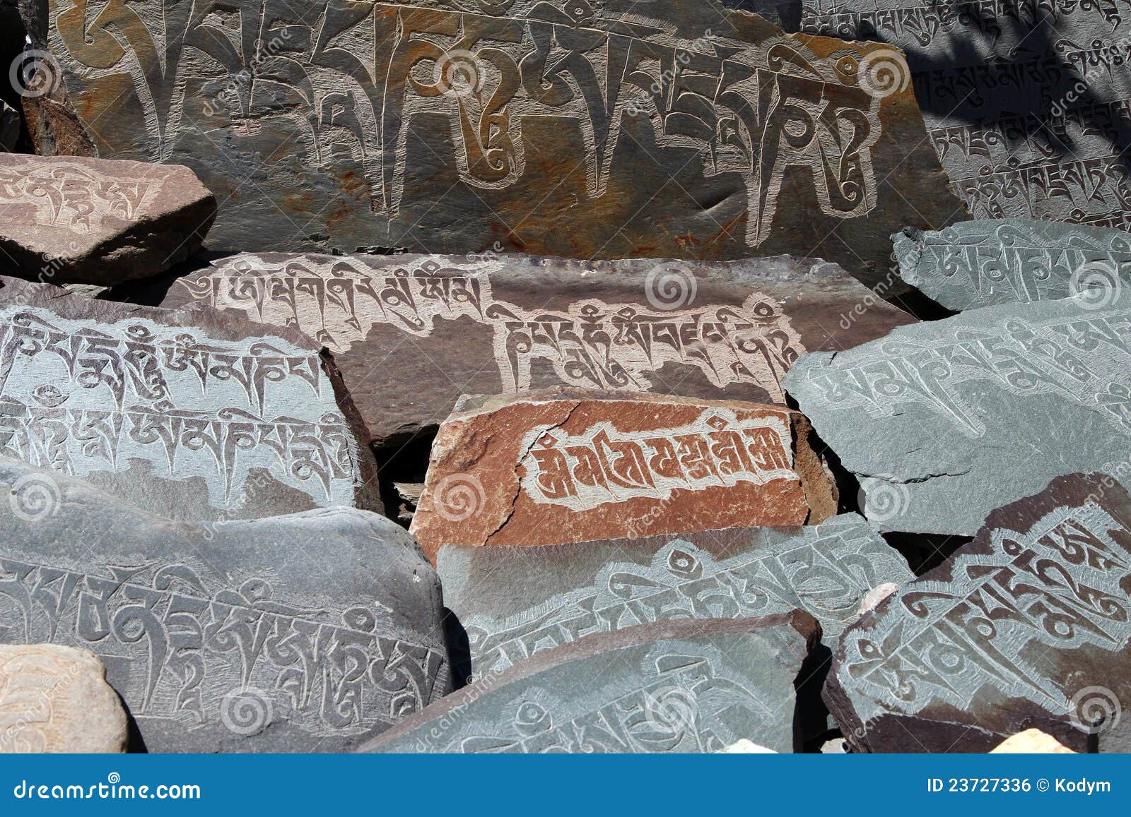 Mani Stones With Buddhist Mantra Om Mani Padme Hum In Himalaya, Nepal ...