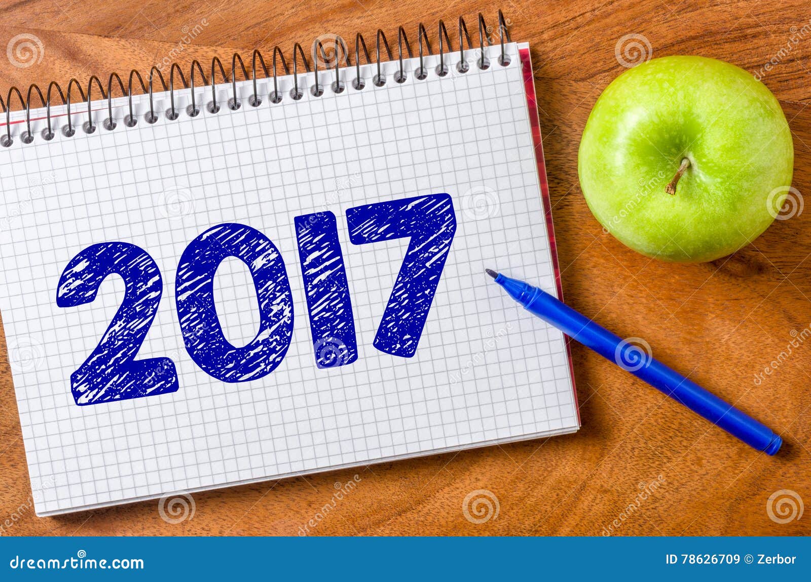 2017 written on a notepad stock image. Image of information - 78626709