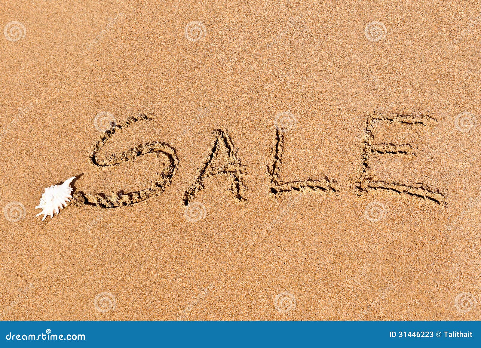 Written Sale Drawn on the Sand Stock Image - Image of holiday, shape ...