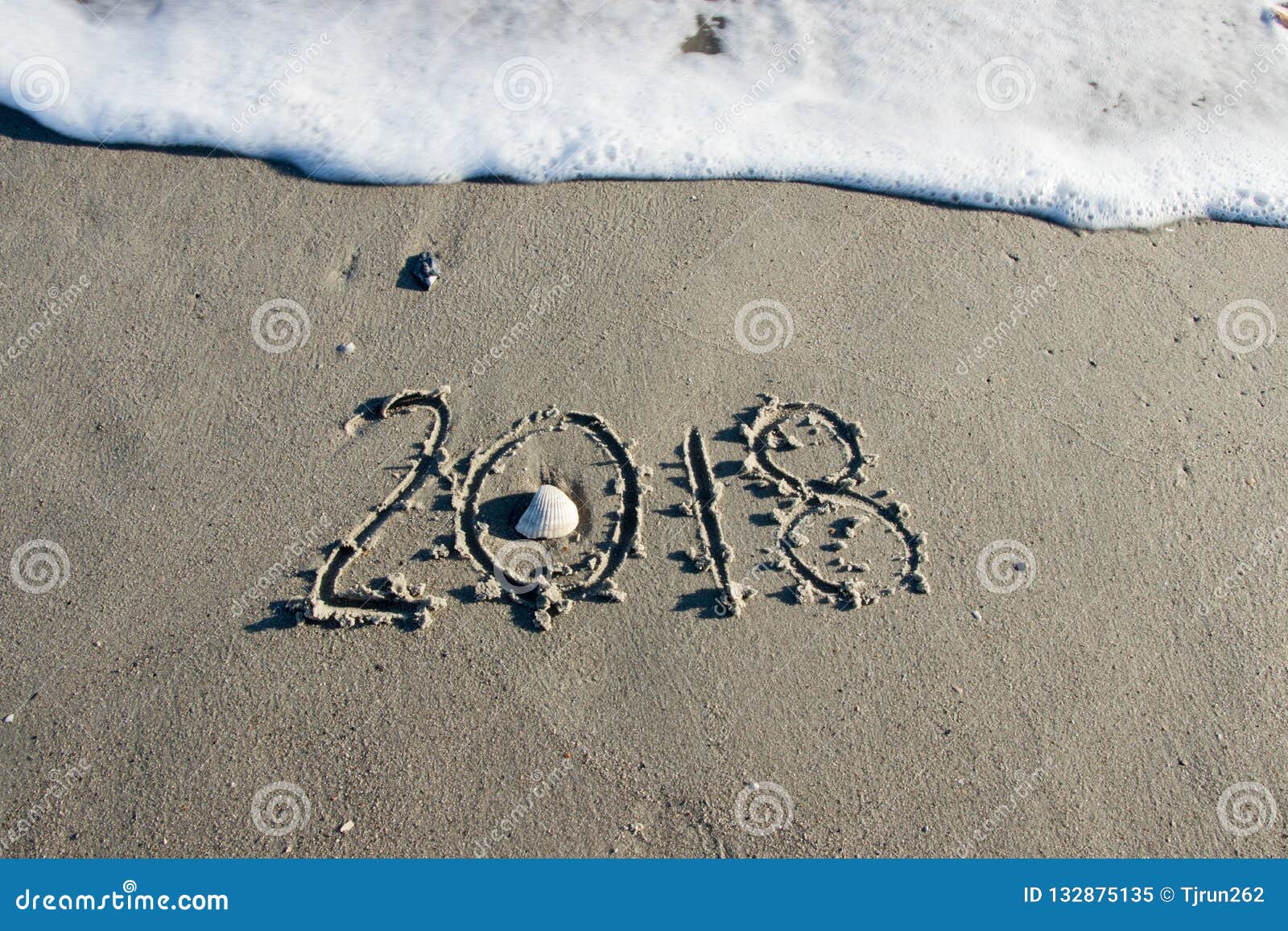 2018 Written in the Sand at the Beach Stock Image - Image of year ...
