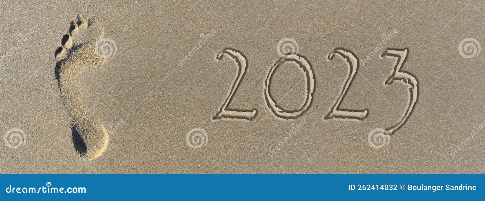 2023 Written on the Sand Next To a Footprint Stock Photo - Image of ...