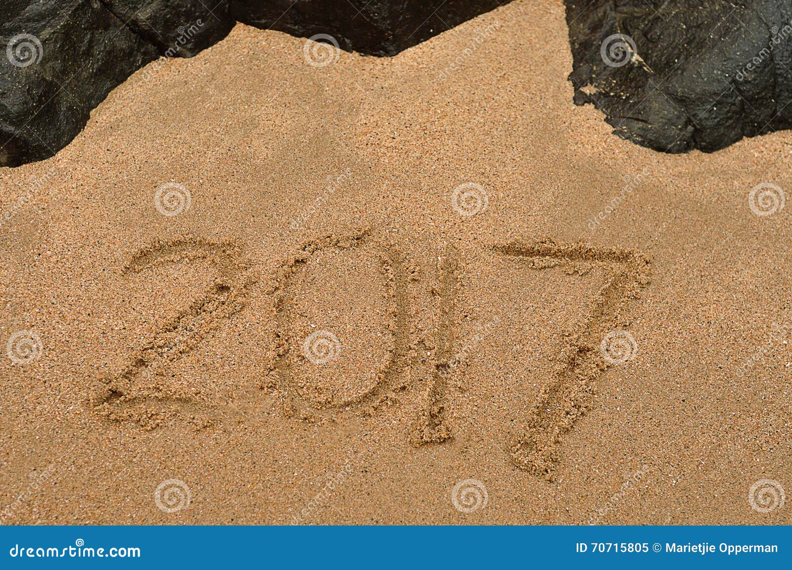 2017 written in sand stock image. Image of party, sand - 70715805