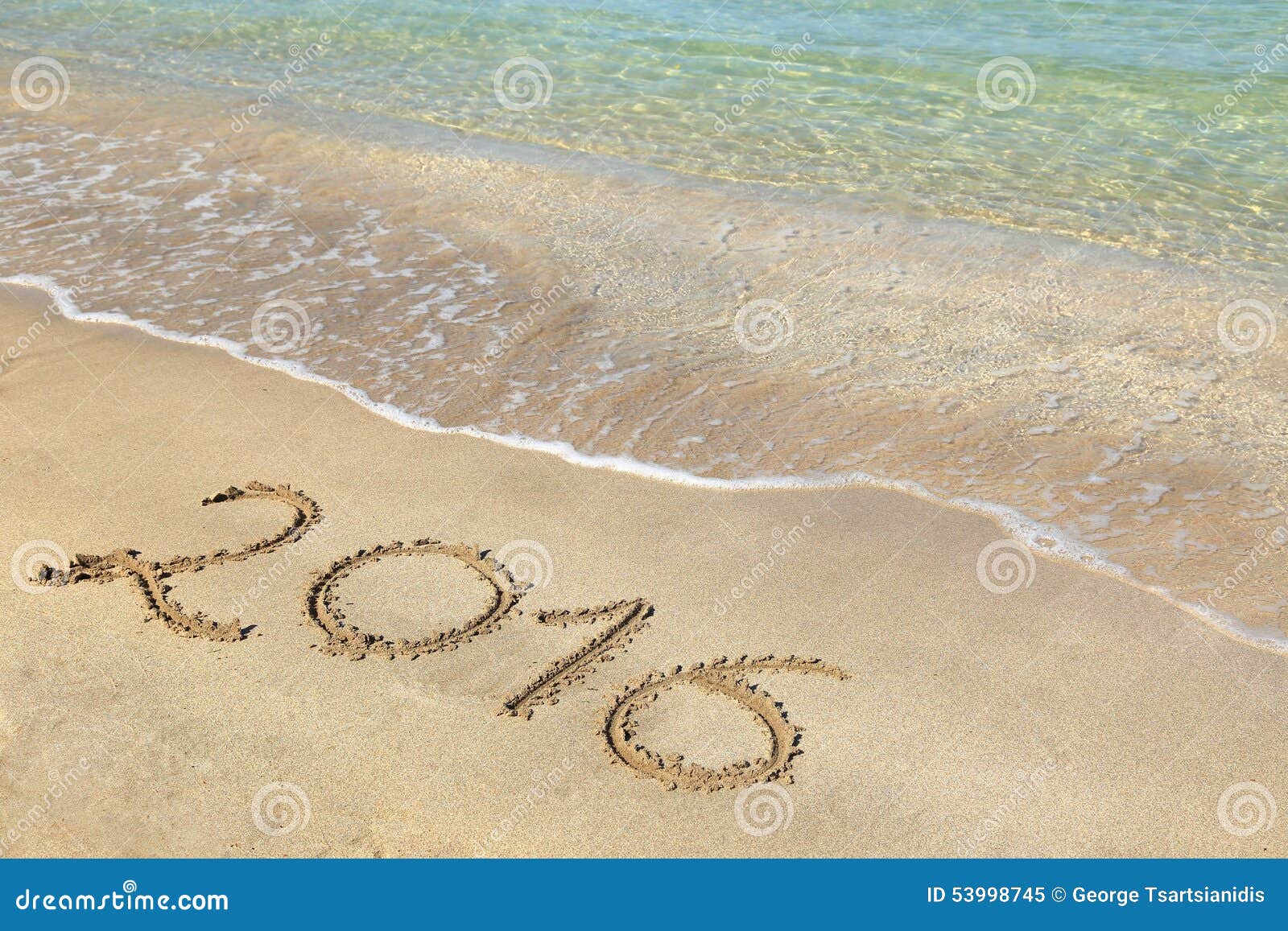 2016 written sandy beach stock image. Image of calendar - 53998745
