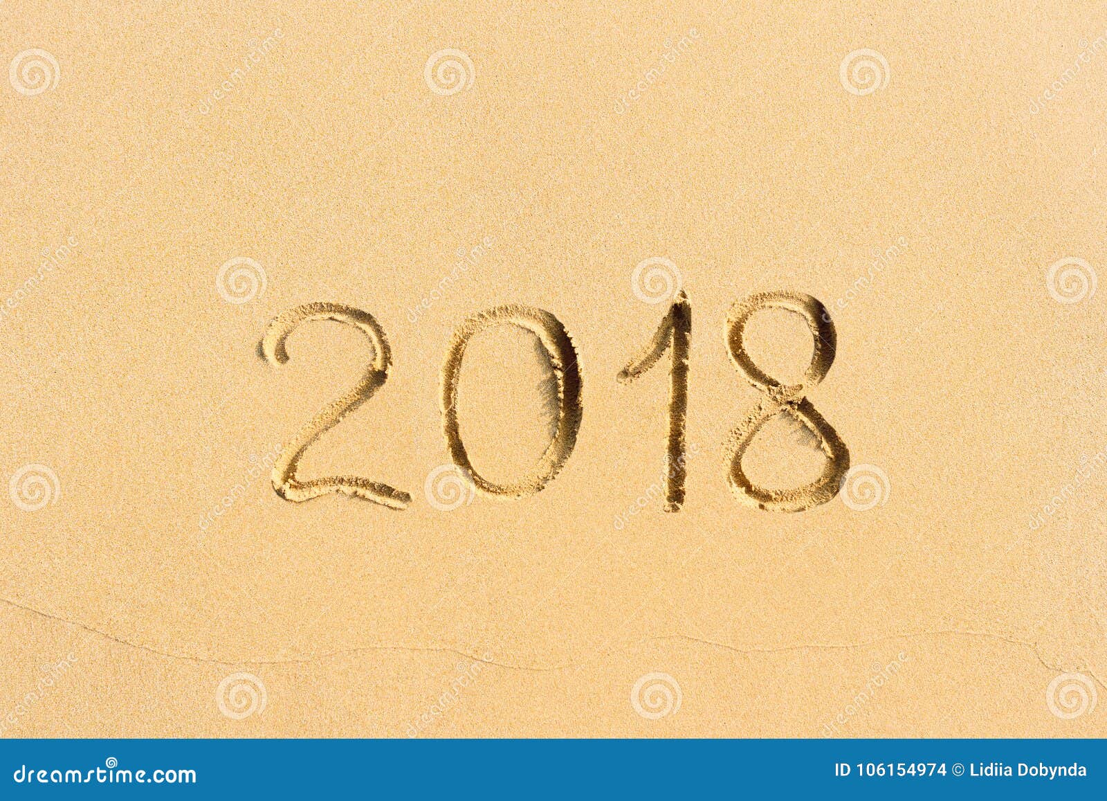 2018 Written on the Sandy Beach Stock Photo - Image of number, january ...