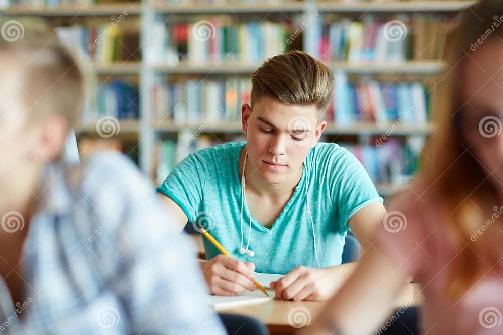 Written task stock photo. Image of teenager, note, library - 79436044