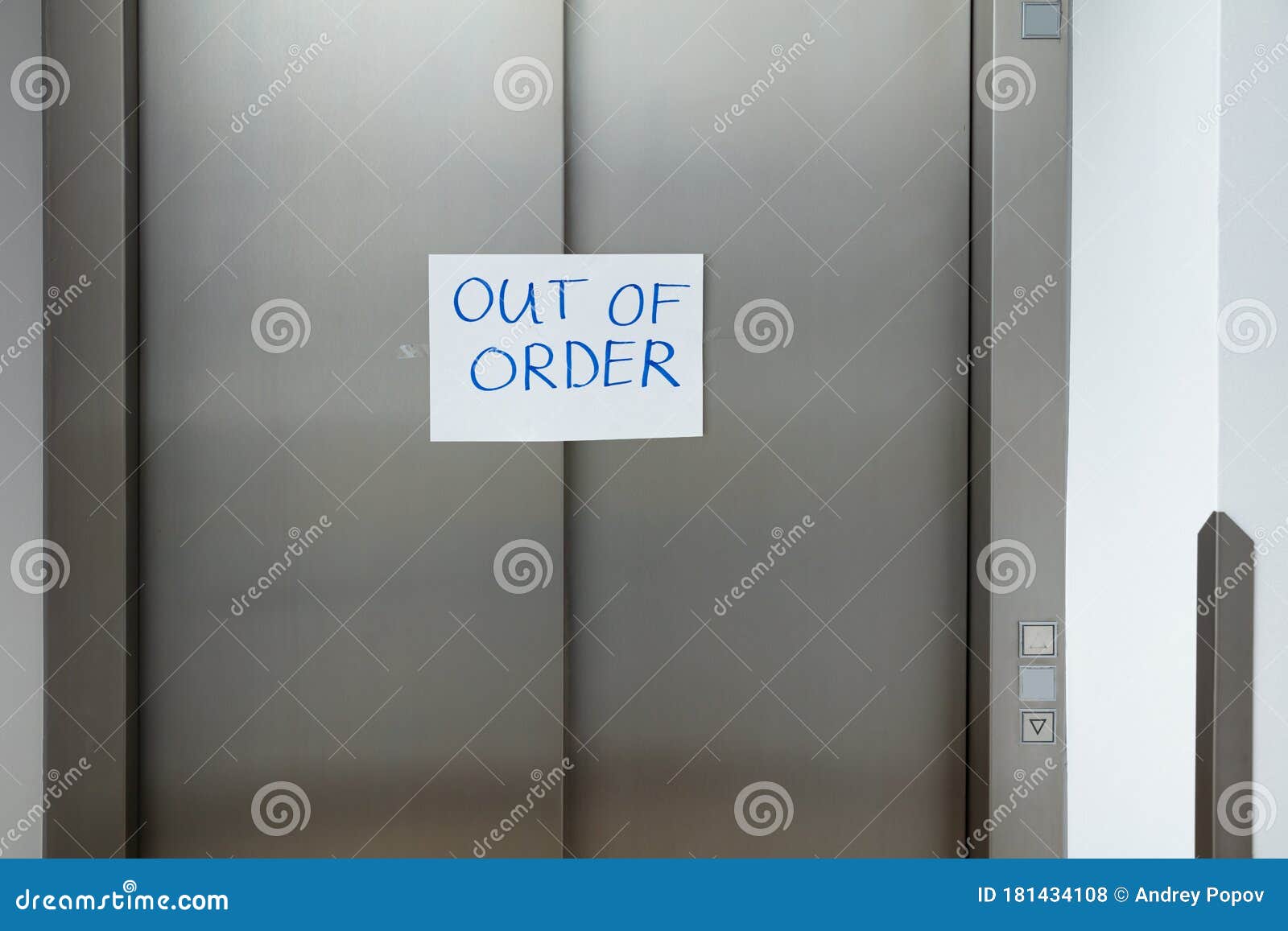 Out of Order Text on Closed Elevator Door Stock Photo - Image of ...
