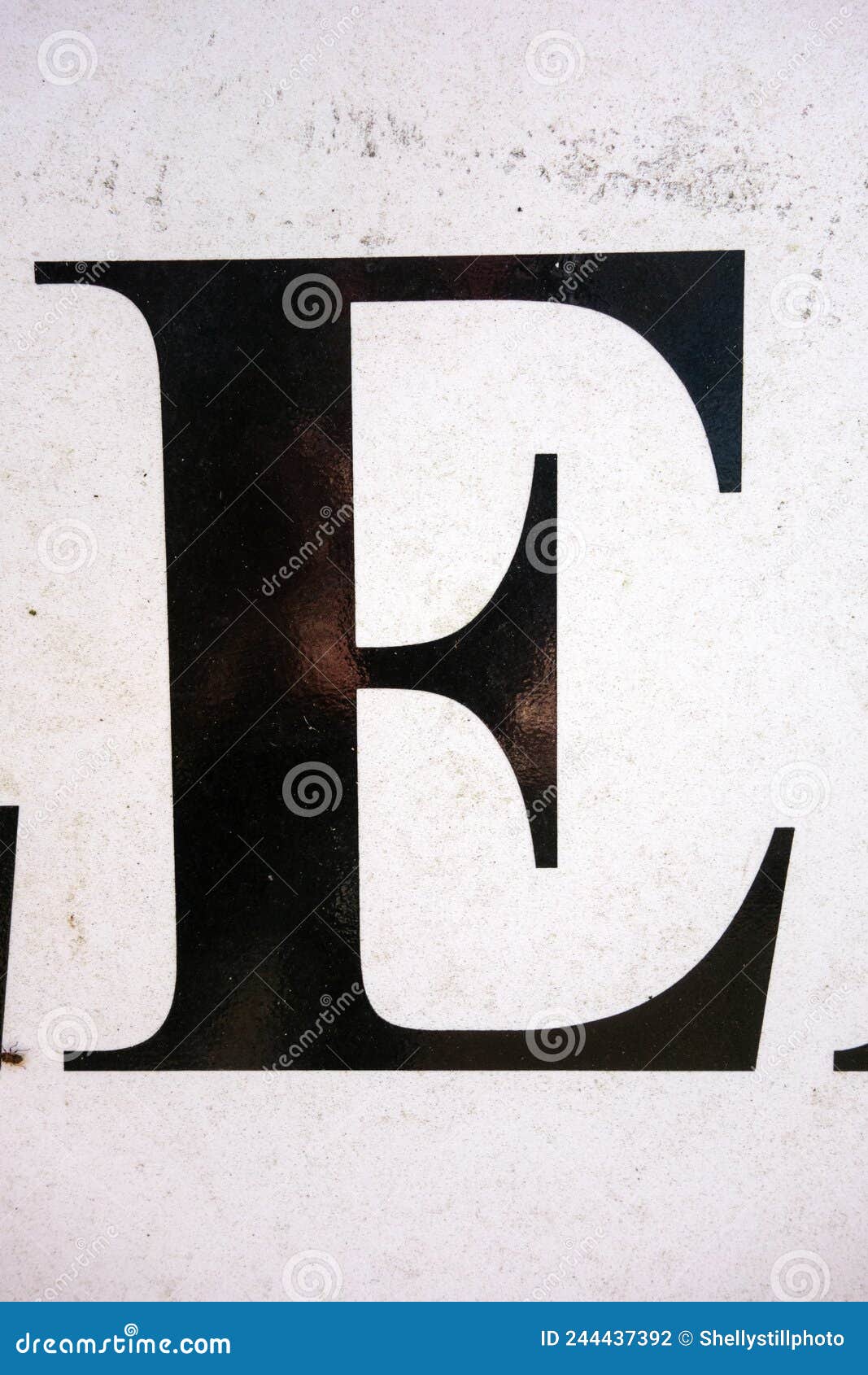 Written Wording in Distressed Typography Found Letter E Stock Photo ...
