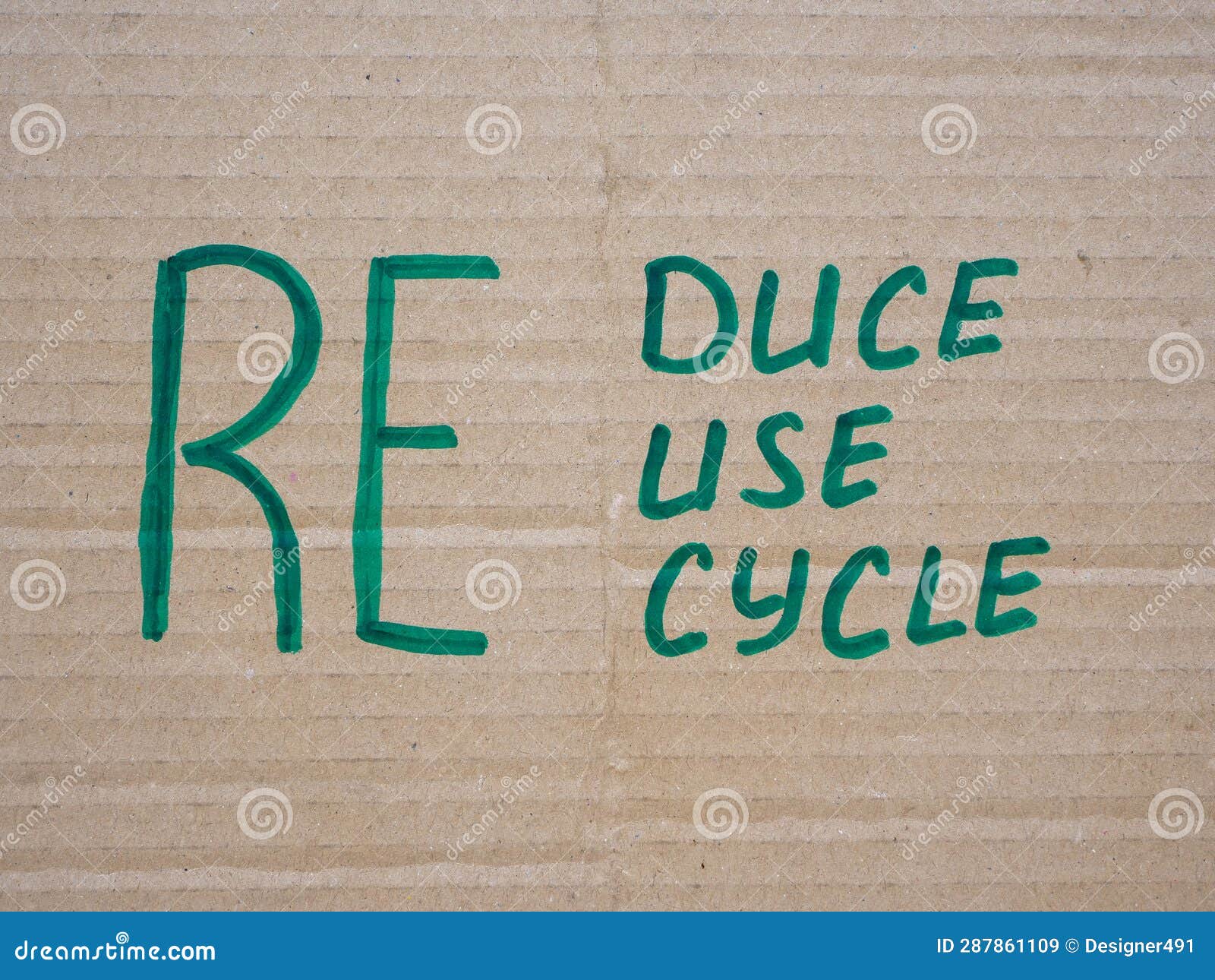 Written Words Reduce, Reuse and Recycle on Cardboard. Stock Image ...