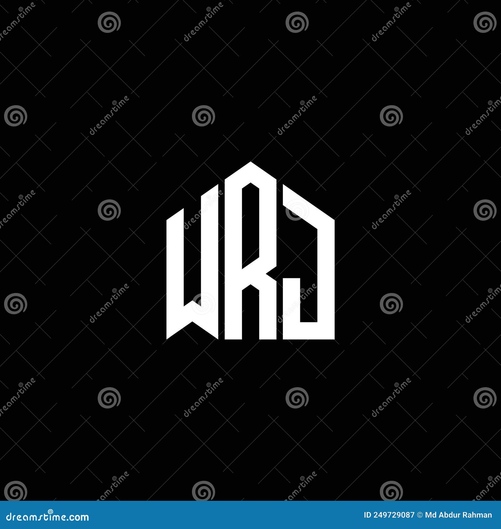 WRJ Letter Logo Design on BLACK Background. WRJ Creative Initials ...