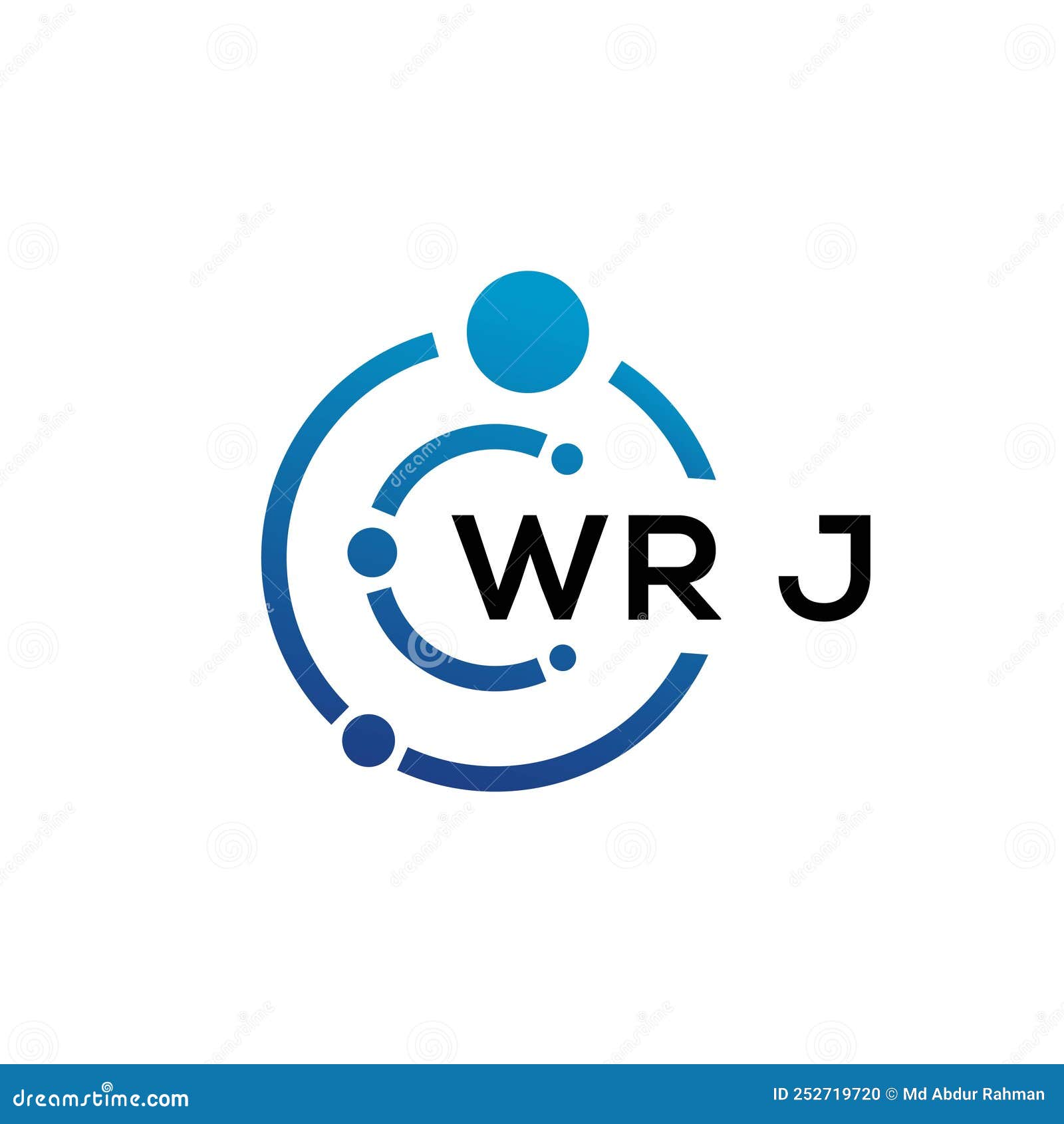 WRJ Letter Technology Logo Design on White Background. WRJ Creative ...
