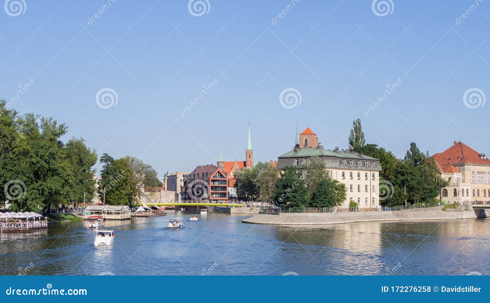 Boats on River Oder in Wroclaw, Poland in Summer Editorial Stock Photo ...