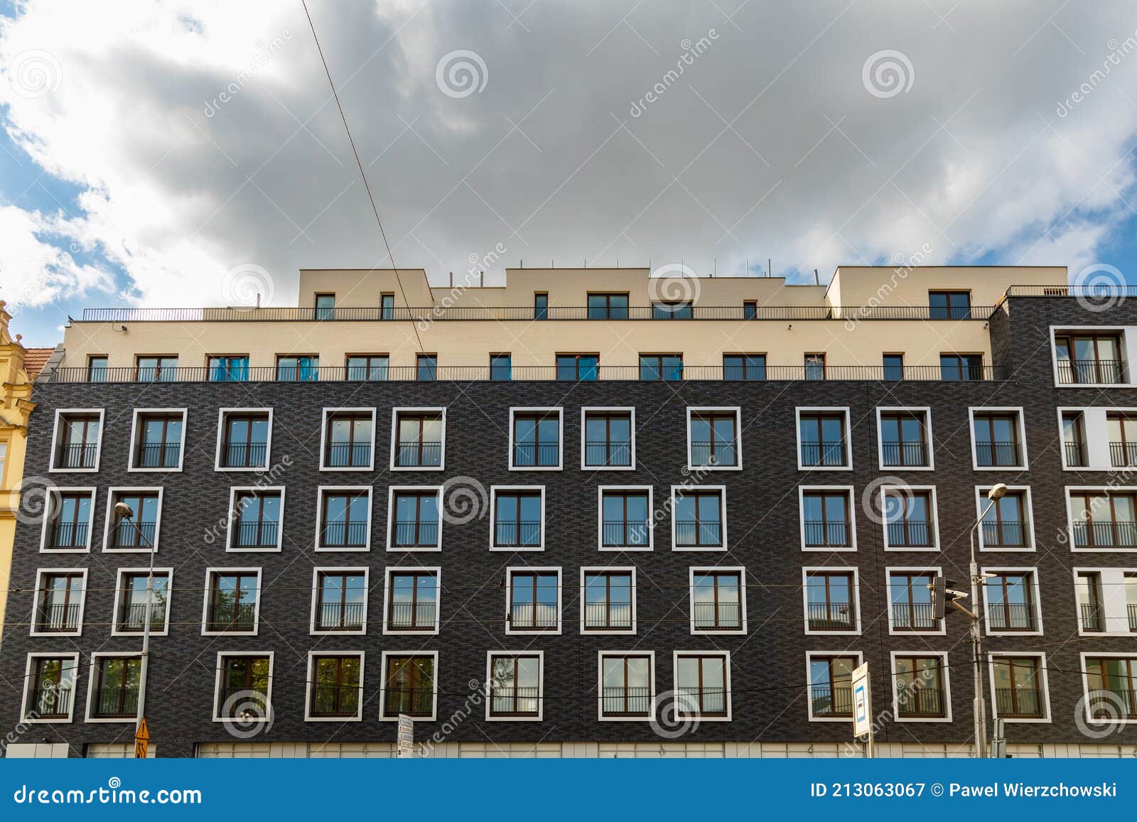 Dark Facade of New Building Full of Windows Editorial Photography ...