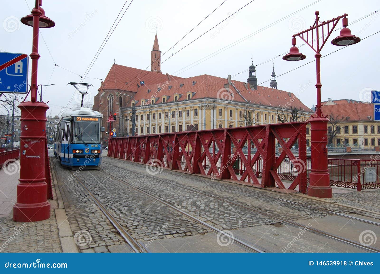 Wroclaw Tram Crossing To Cathedral Island Editorial Stock Photo - Image ...
