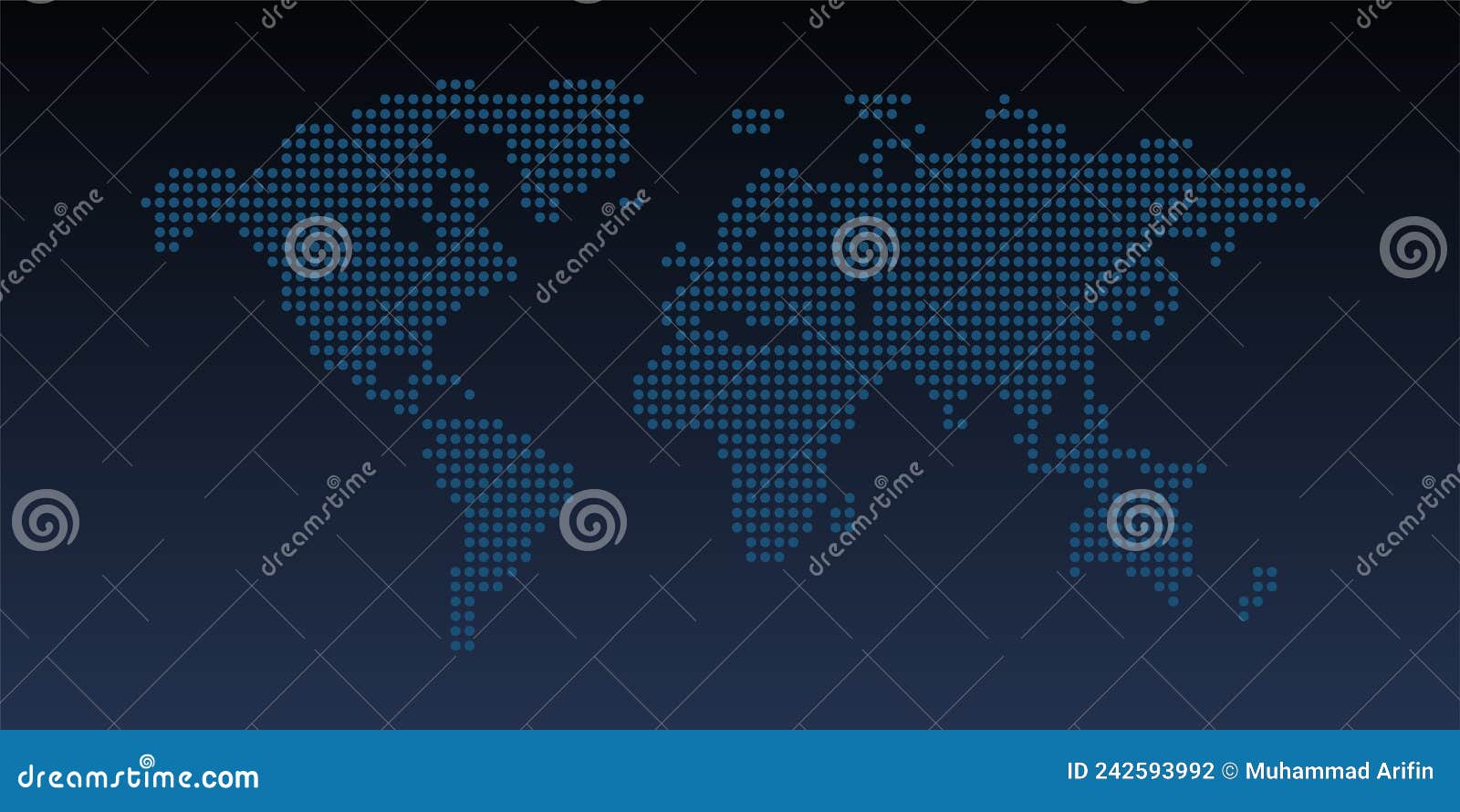 Illustration of Abstract Dotted World Map Vector Illustration. Dark ...