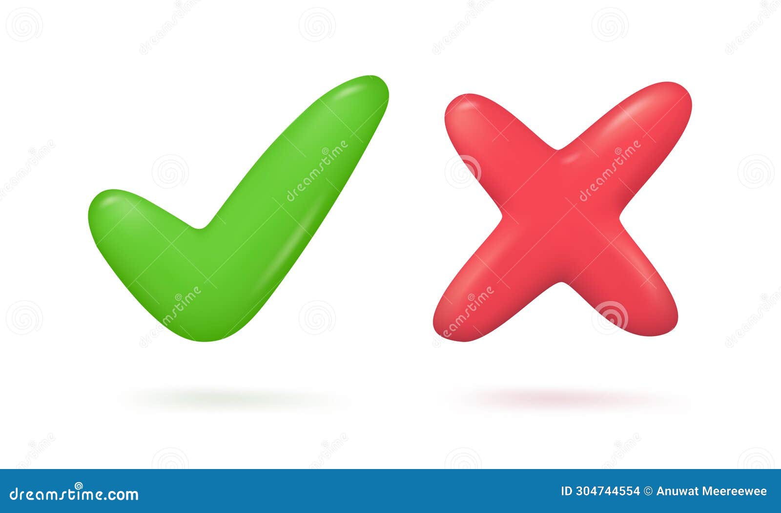 Wrong Check Mark Choosing To Decide on Something Accept and Reject ...