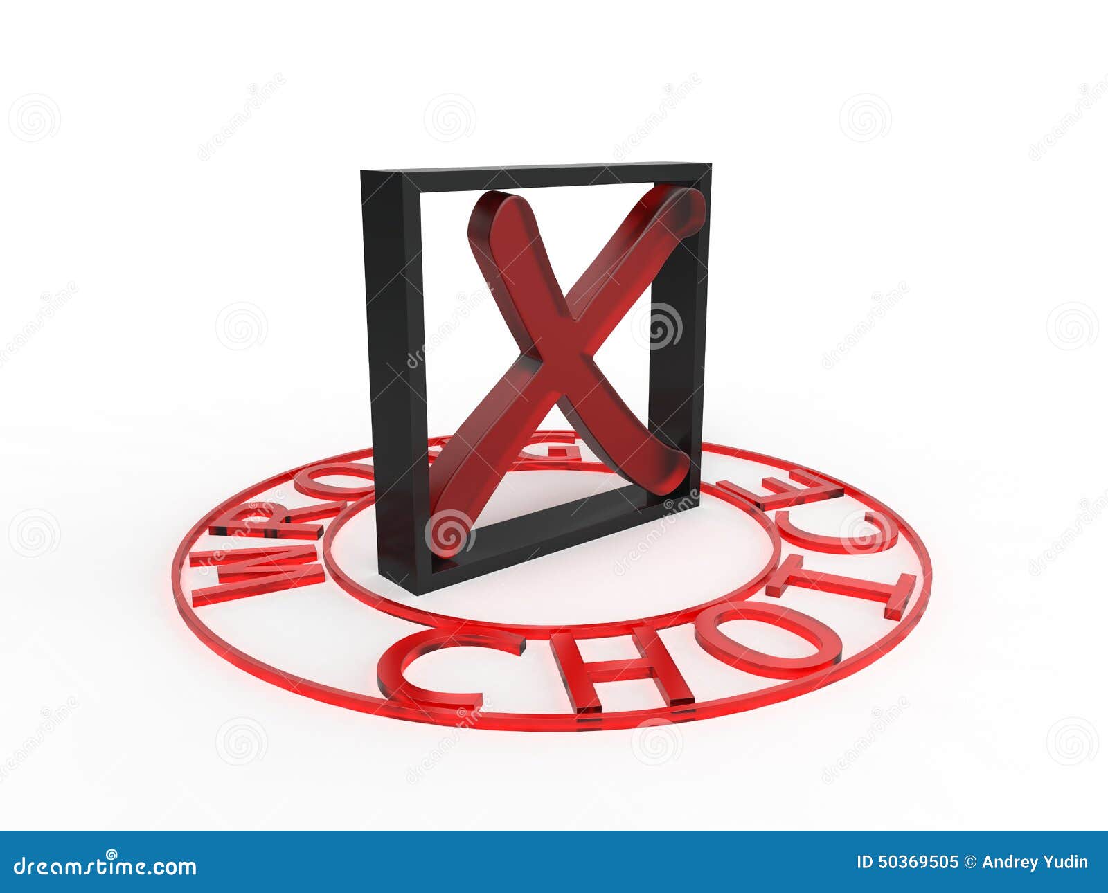 Wrong Choice Red Black Square 3d White Background Stock Illustration ...