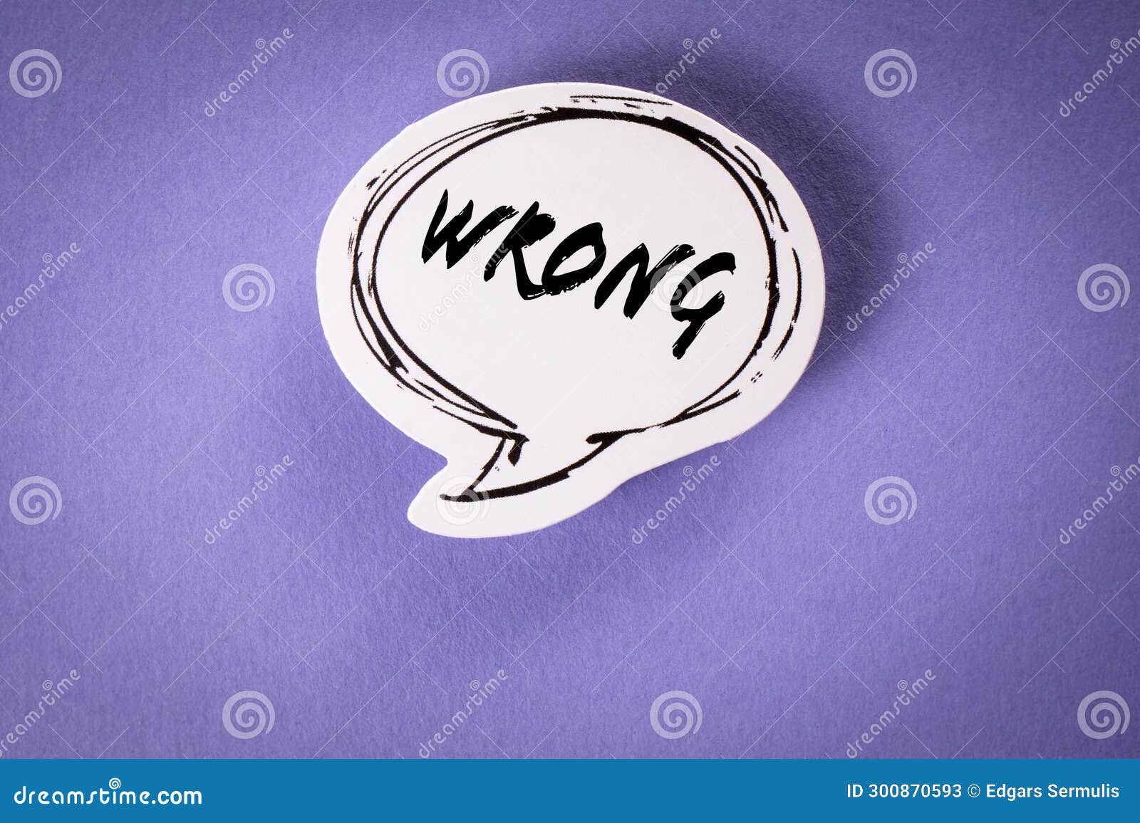 WRONG Concept. Speech Bubble with Text on Purple Background Stock Image ...