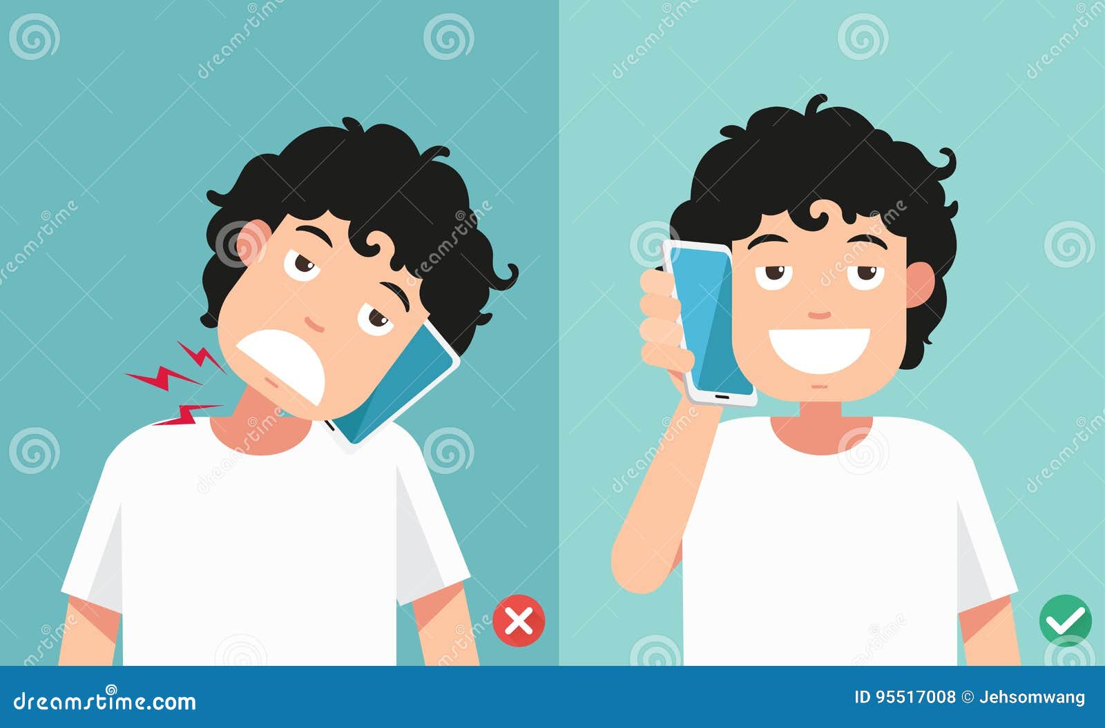 Wrong and Correct Positions for Talking Via Smart Phone Stock Vector ...