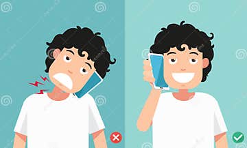 Wrong and Correct Positions for Talking Via Smart Phone Stock Vector ...