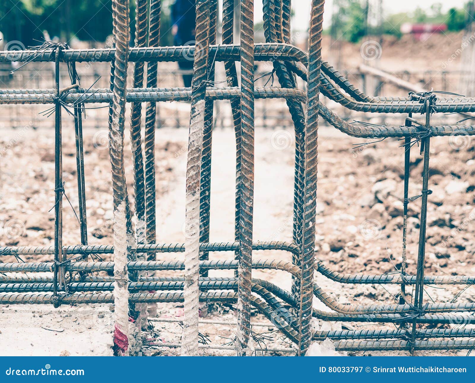 Installation Of Reinforced Concrete Columns On The Foundation Stock ...