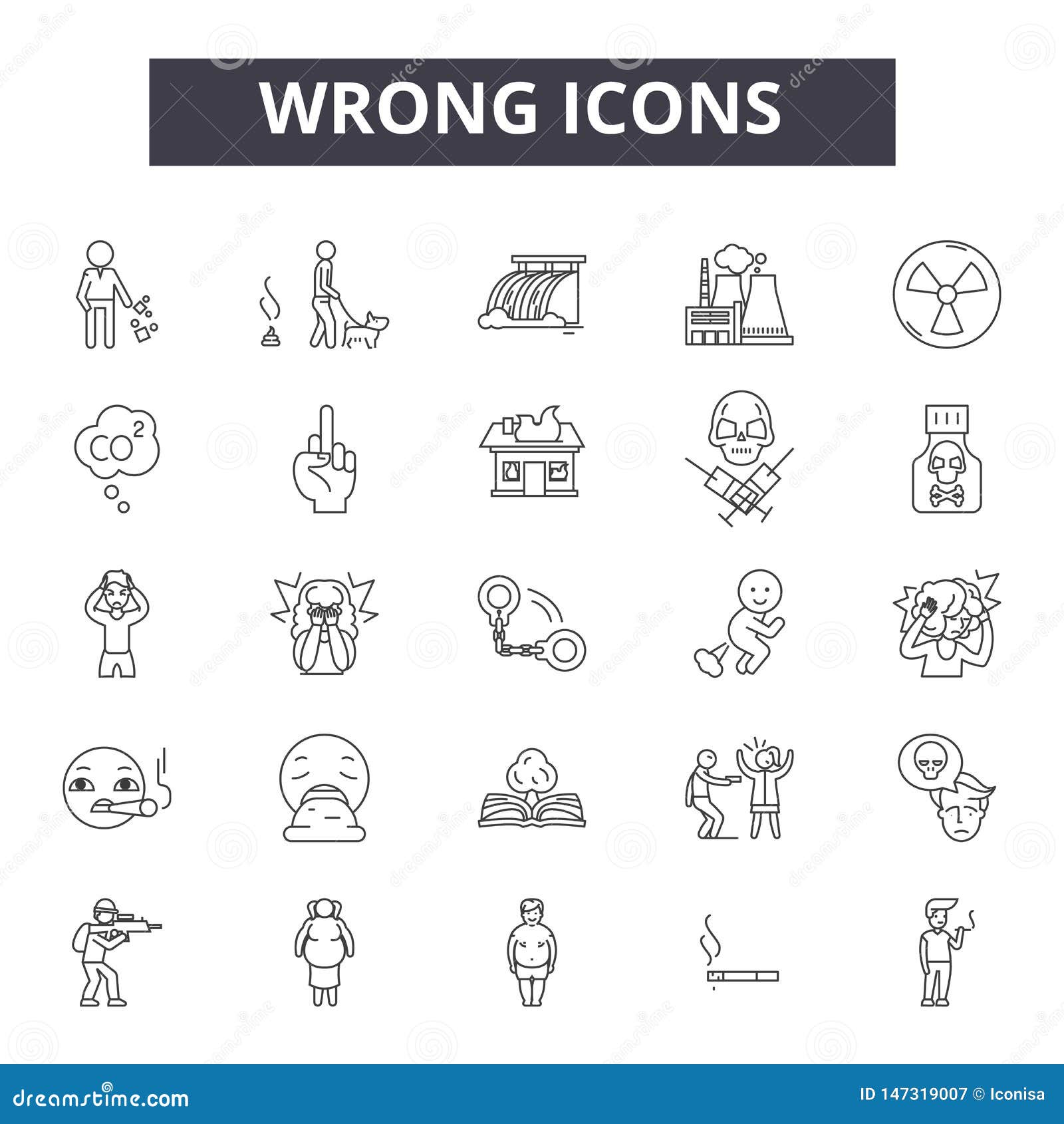 Wrong Line Icons, Signs, Vector Set, Linear Concept, Outline ...