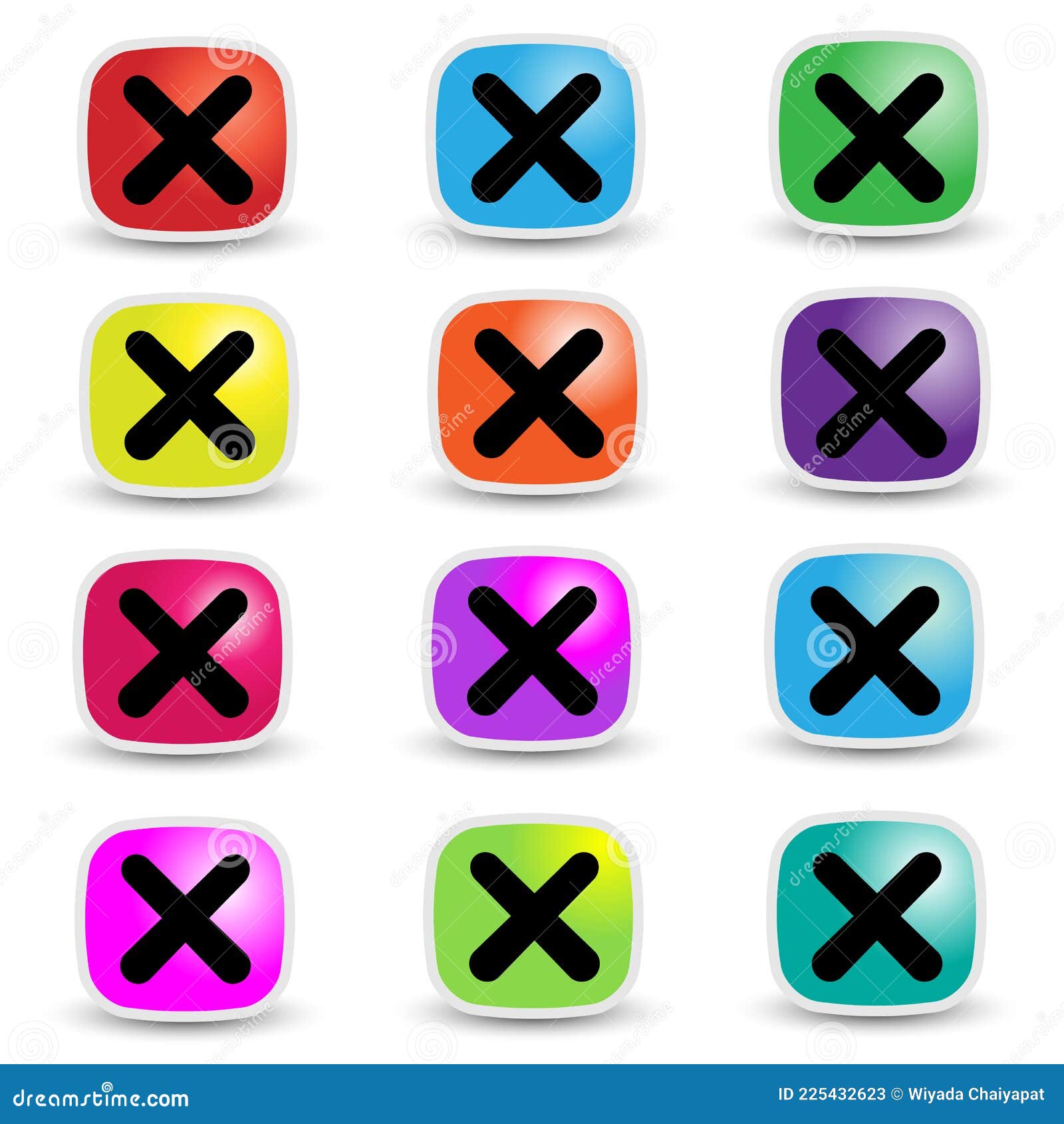 Wrong Mark in Brightly Colored Squares with Stickers and Shadows Stock ...