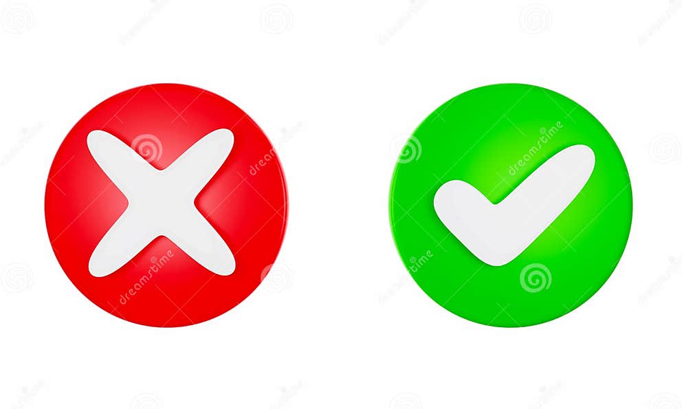 Wrong Mark Button, Red Background, White Cross. Check Mark Button ...