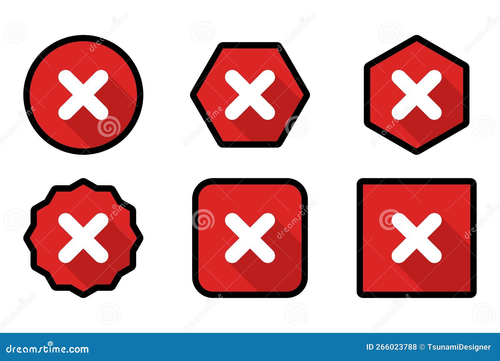 Wrong Marks Icon Set, Cross Marks, Rejected, Disapproved, No, False ...