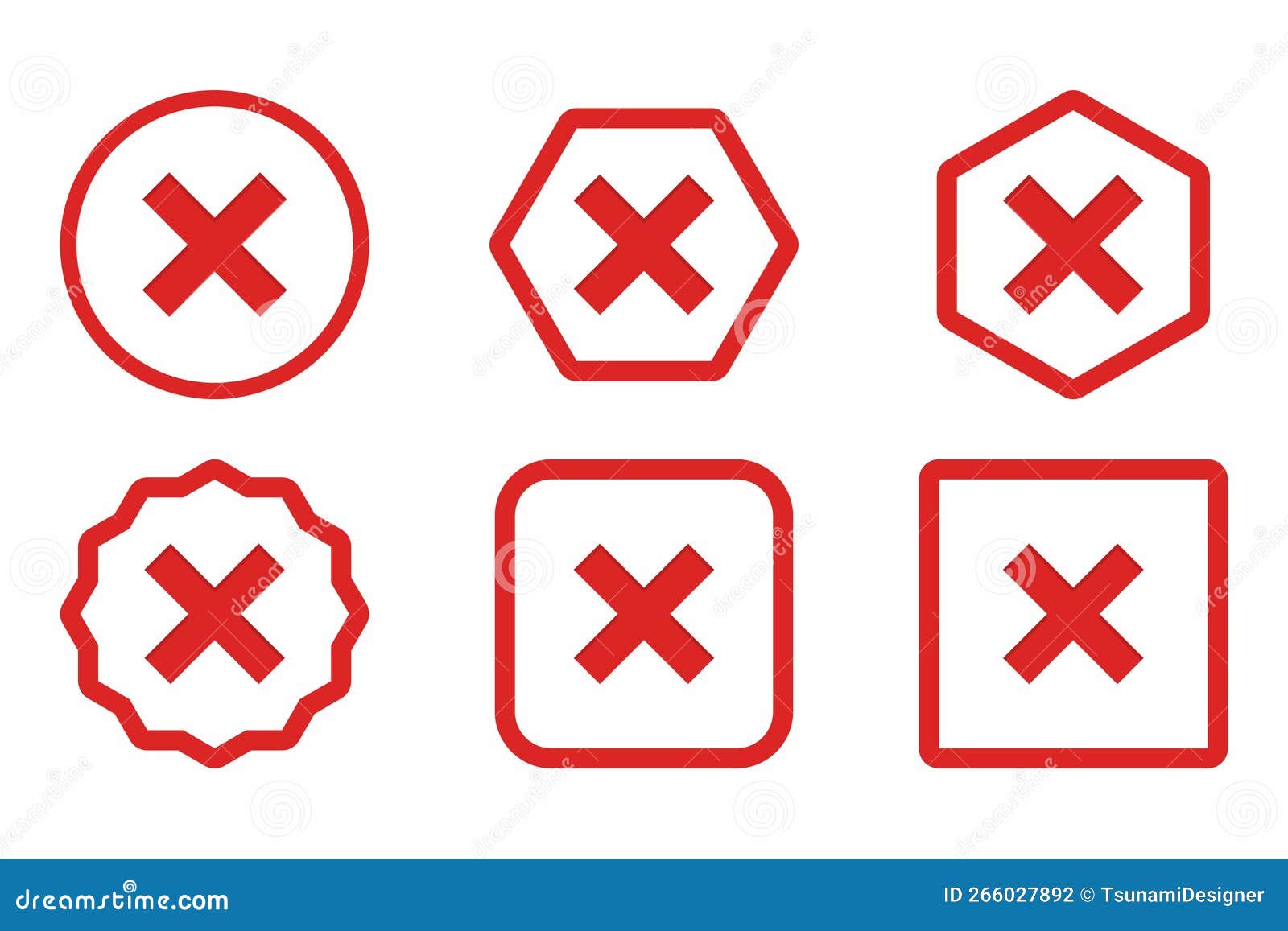 Wrong Marks Icon Set, Cross Marks, Rejected, Disapproved, No, False ...