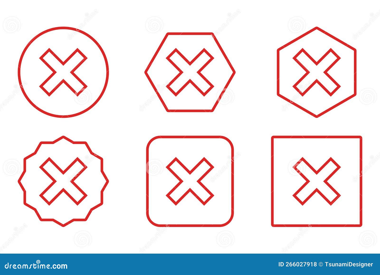 Wrong Marks Icon Set, Cross Marks, Rejected, Disapproved, No, False ...