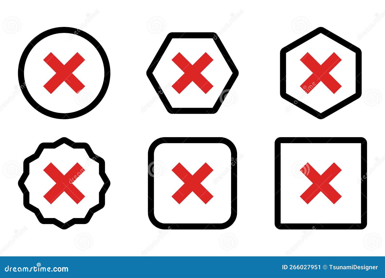 Wrong Marks Icon Set, Cross Marks, Rejected, Disapproved, No, False ...