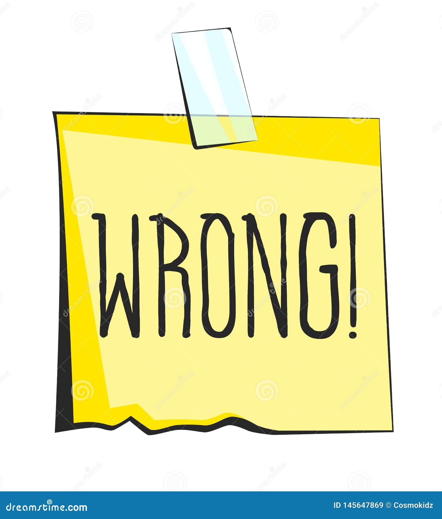 Wrong Paper Sticky Note. Retro Reminder Sticker Stock Illustration ...