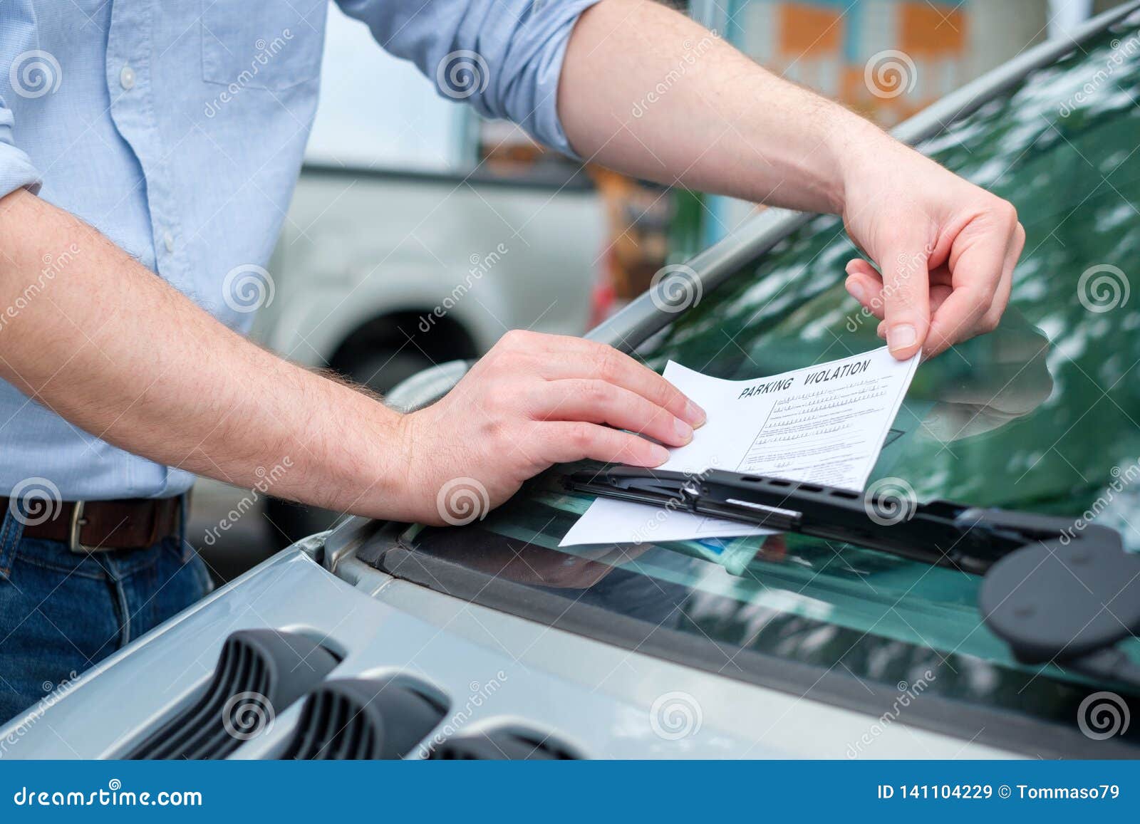 Wrong Parking Ticket Fine Placed on the Car Windshield Stock Image ...