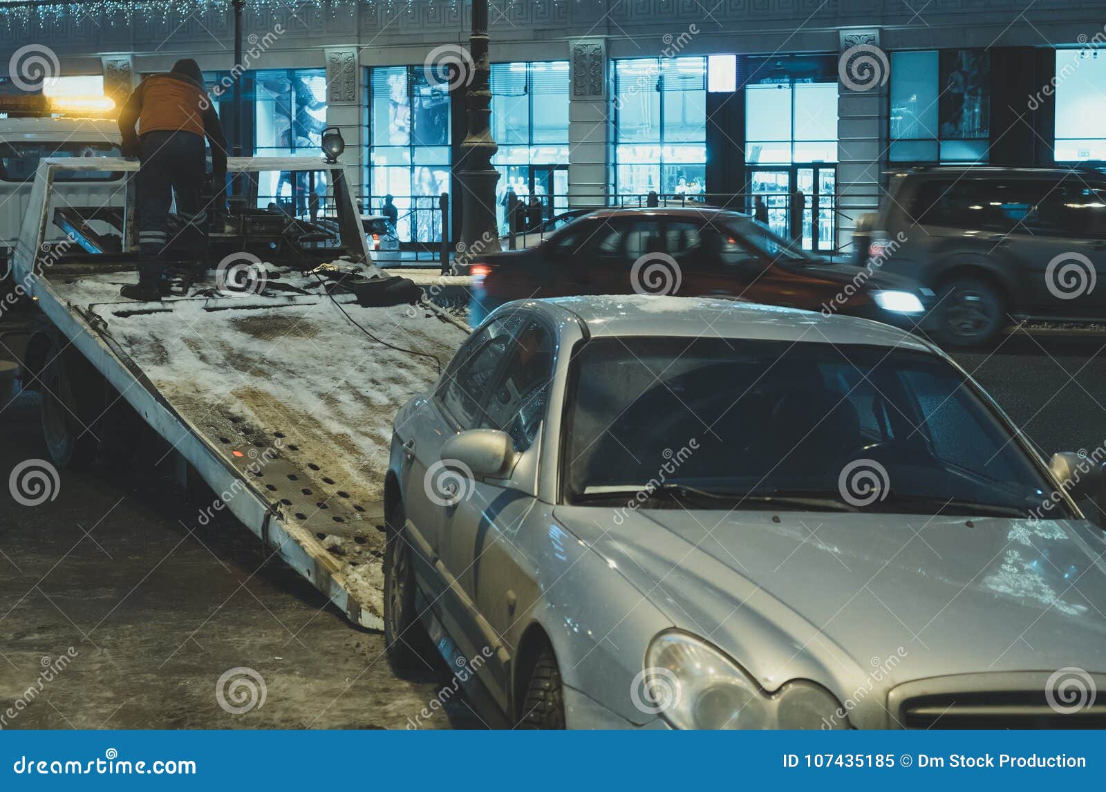 Sad Man And Evacuation Wrong Parked Car Stock Photography ...