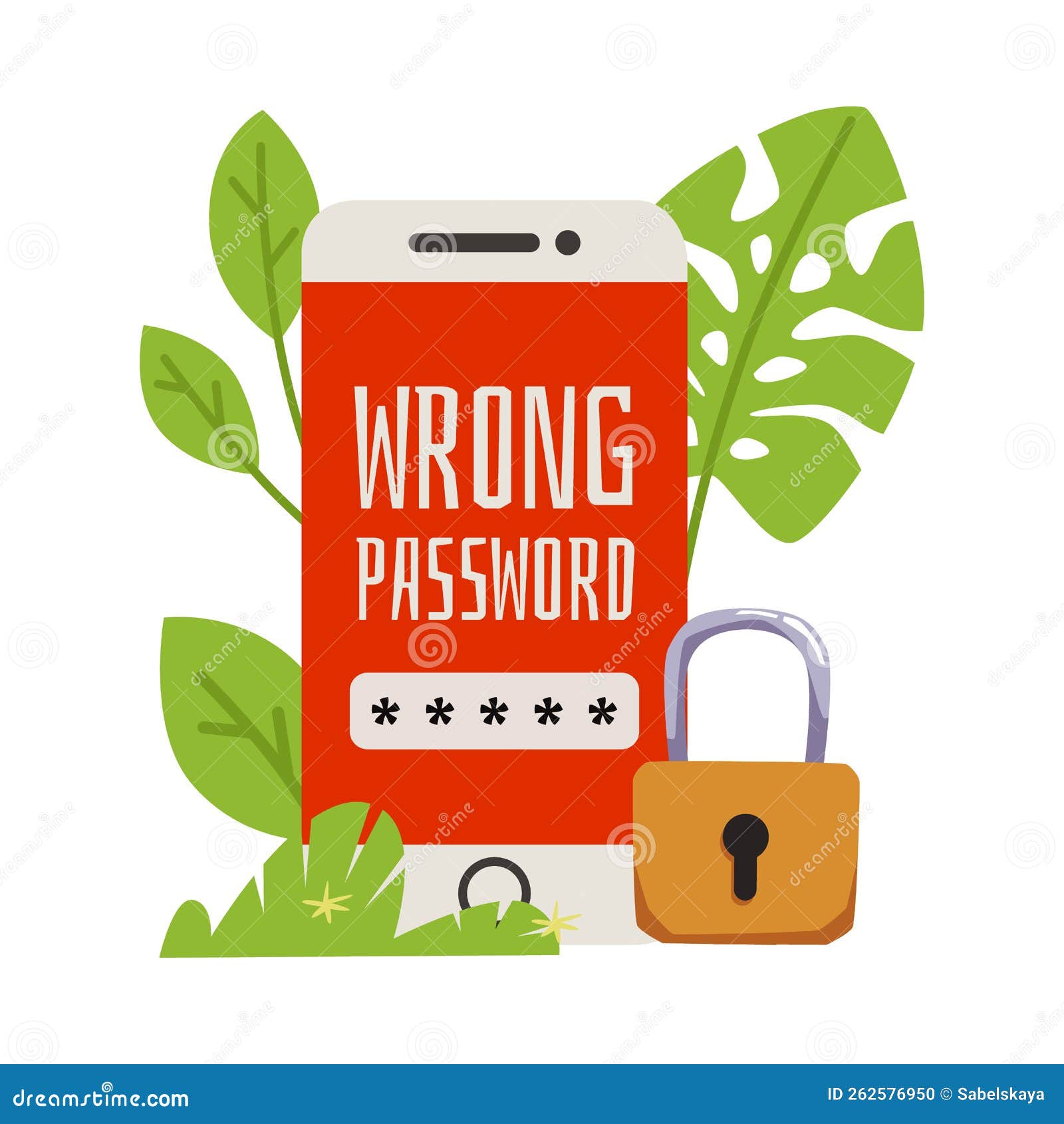 Wrong Password and Access Denied Banner Flat Vector Illustration ...